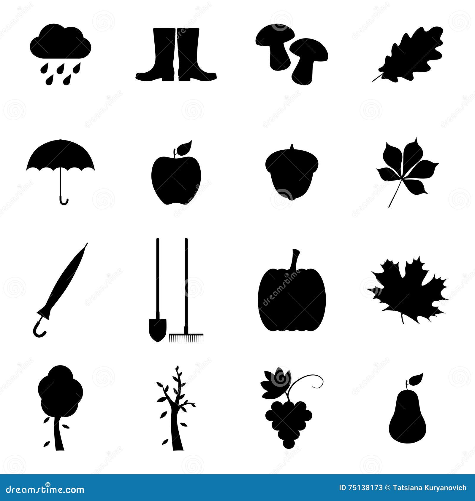 Set of Autumn Icons, Illustration Stock Vector - Illustration of ...