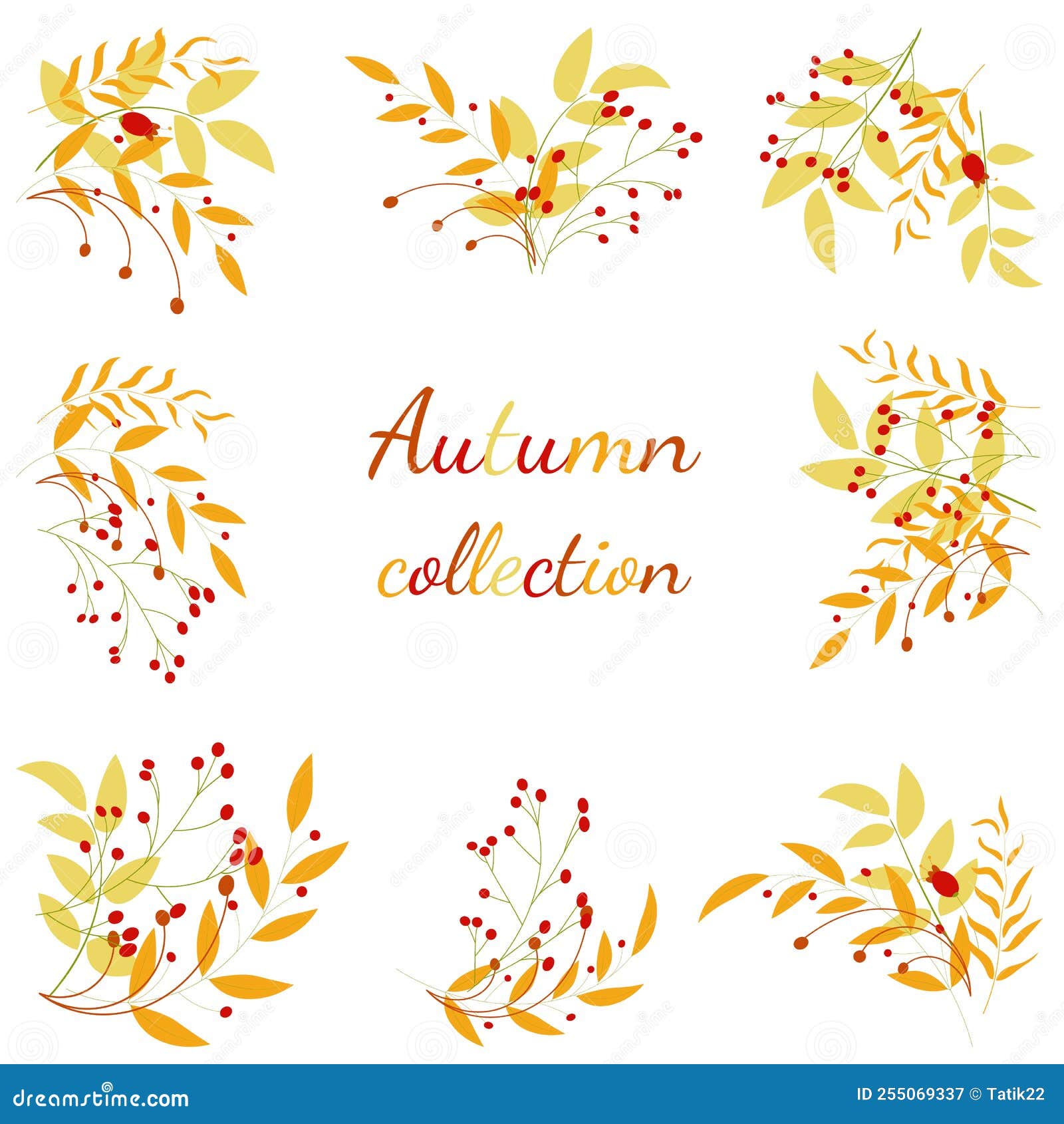 Set of Autumn Leaves and Berries. Autumn Collection Stock Vector ...