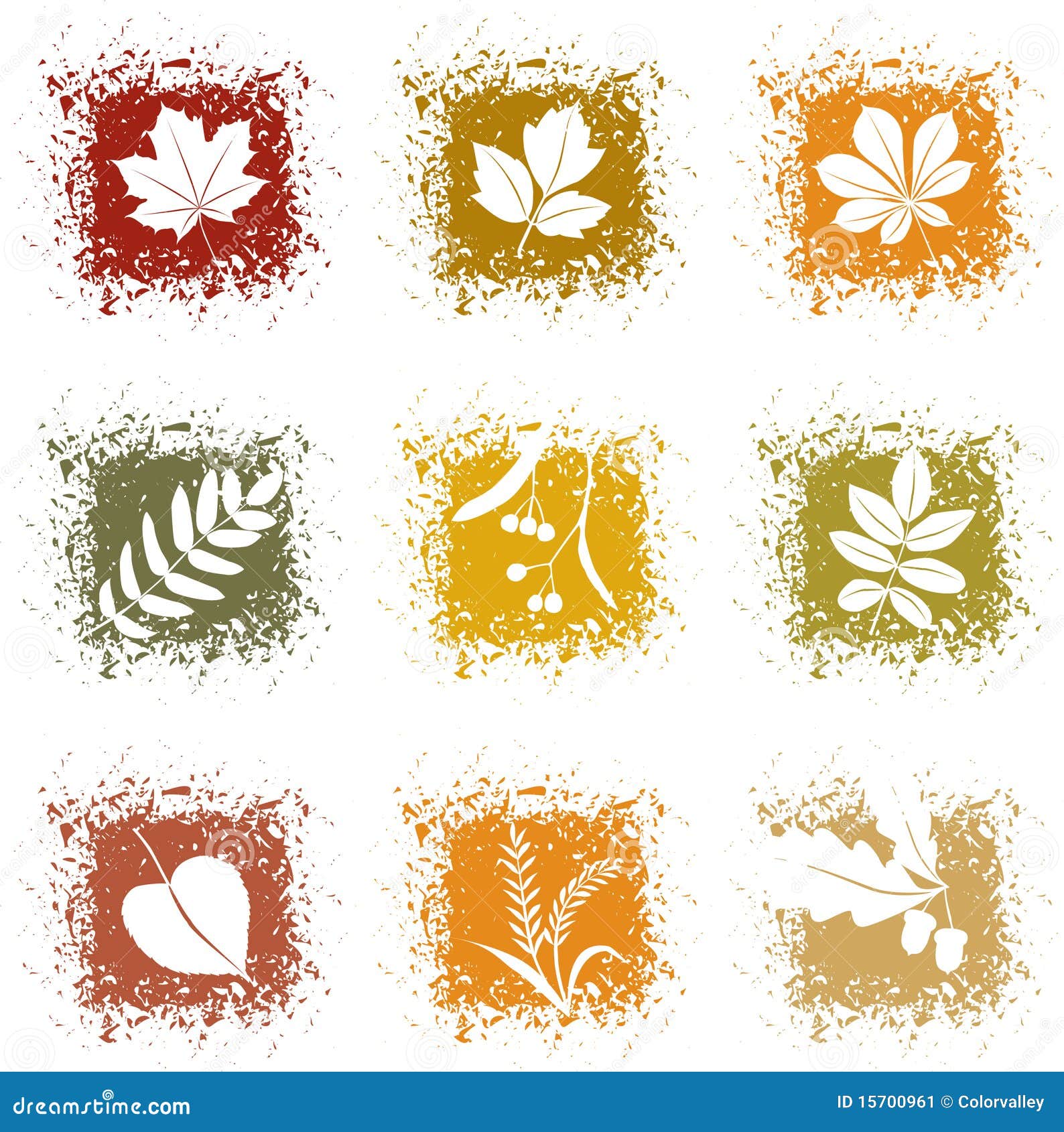 Set autumn leaves icons stock vector. Illustration of icons - 15700961