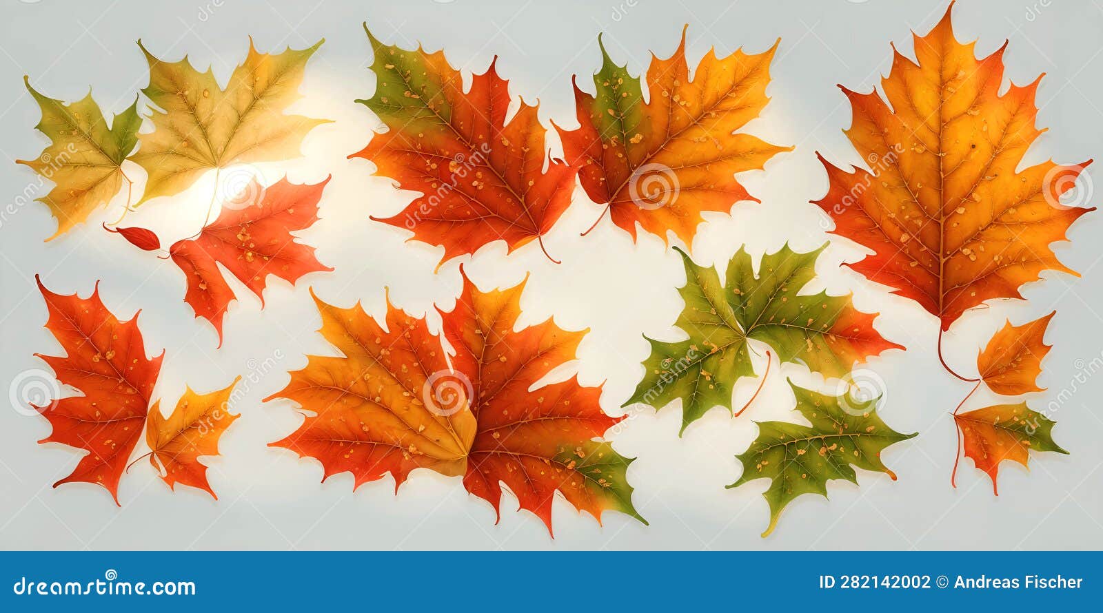 Set of Autumn Leaves on a Light Background. Stock Illustration ...