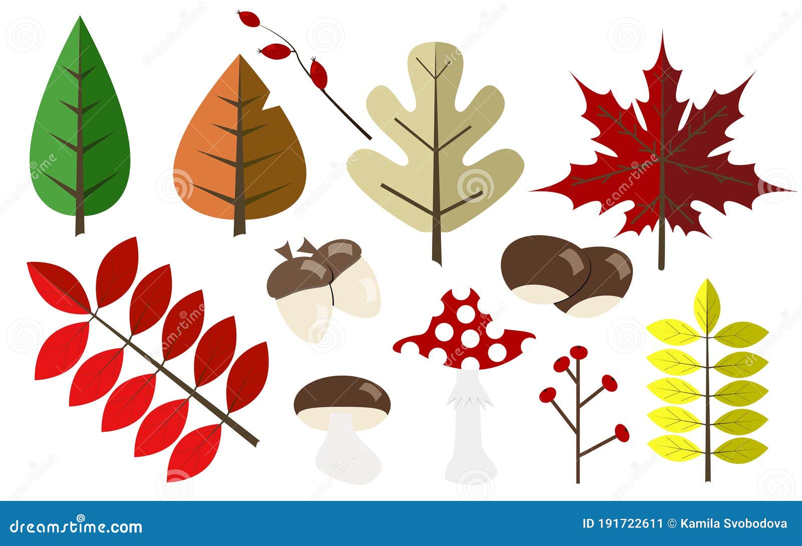 Set of Autumn Symbols for Use in Design Stock Illustration ...