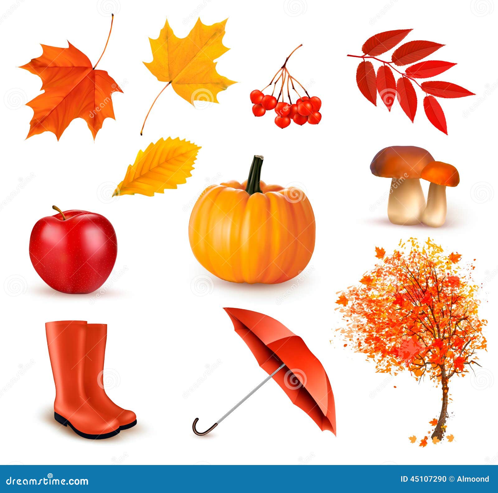 Set Of Autumn Themed Objects Stock Vector Illustration Of Nature