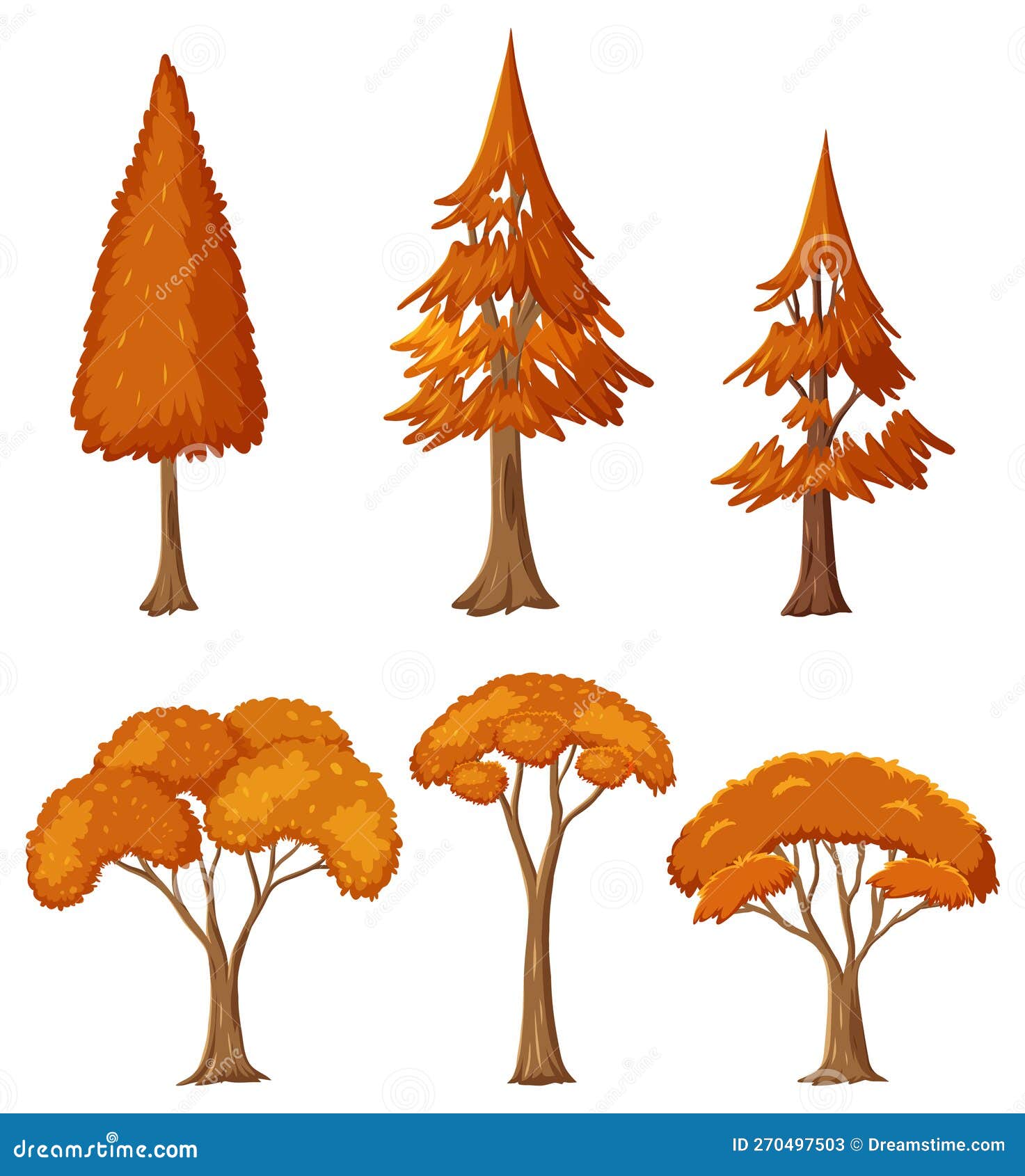 Set of autumn tree cartoon stock vector. Illustration of falls - 270497503