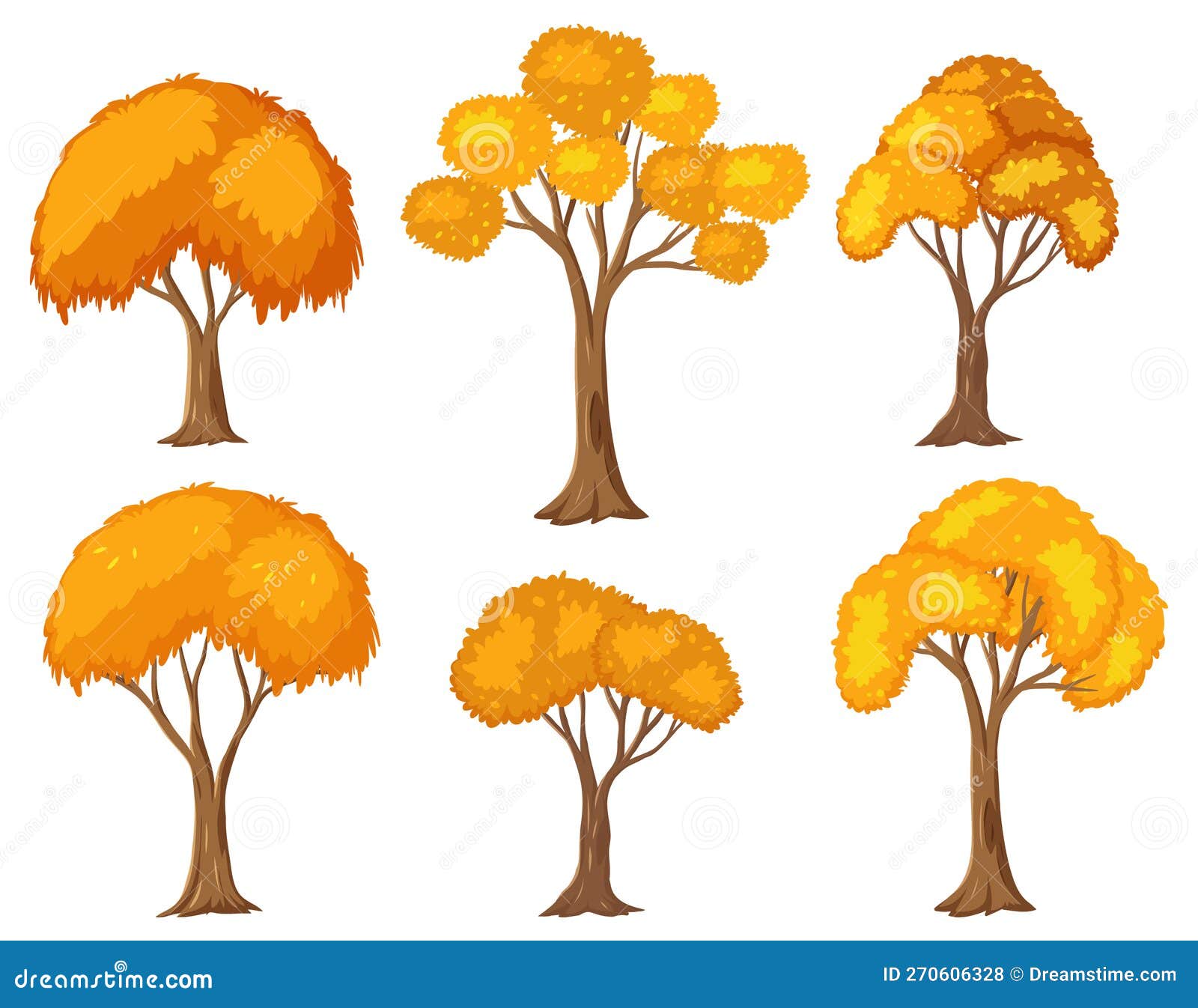 Set of autumn tree cartoon stock vector. Illustration of falls - 270606328