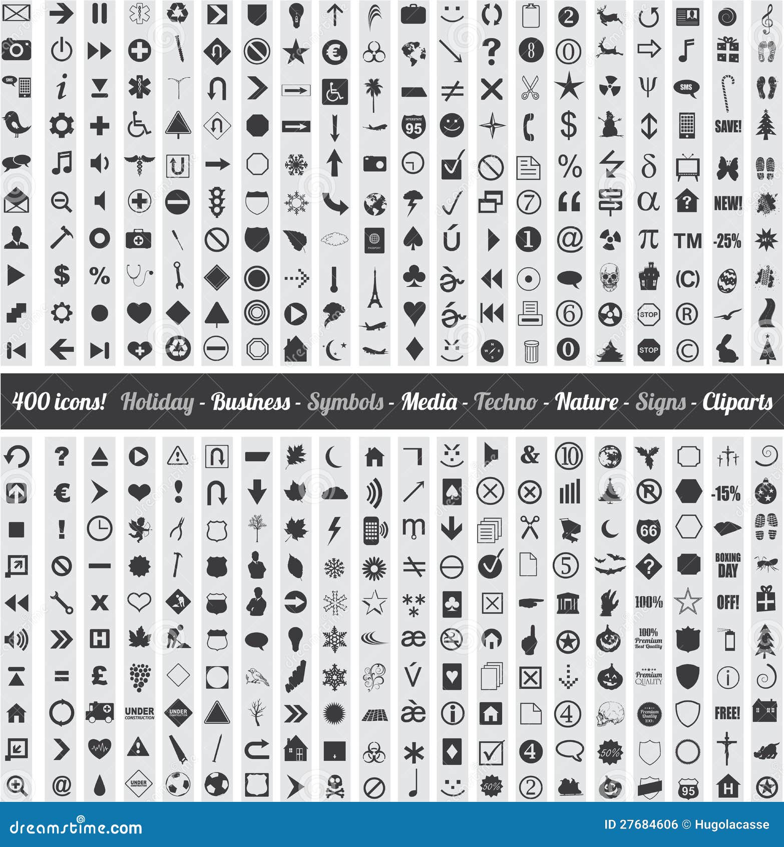 Set Av 400 Olika Symbolssymboler Och Element Vektor Illustrationer ...