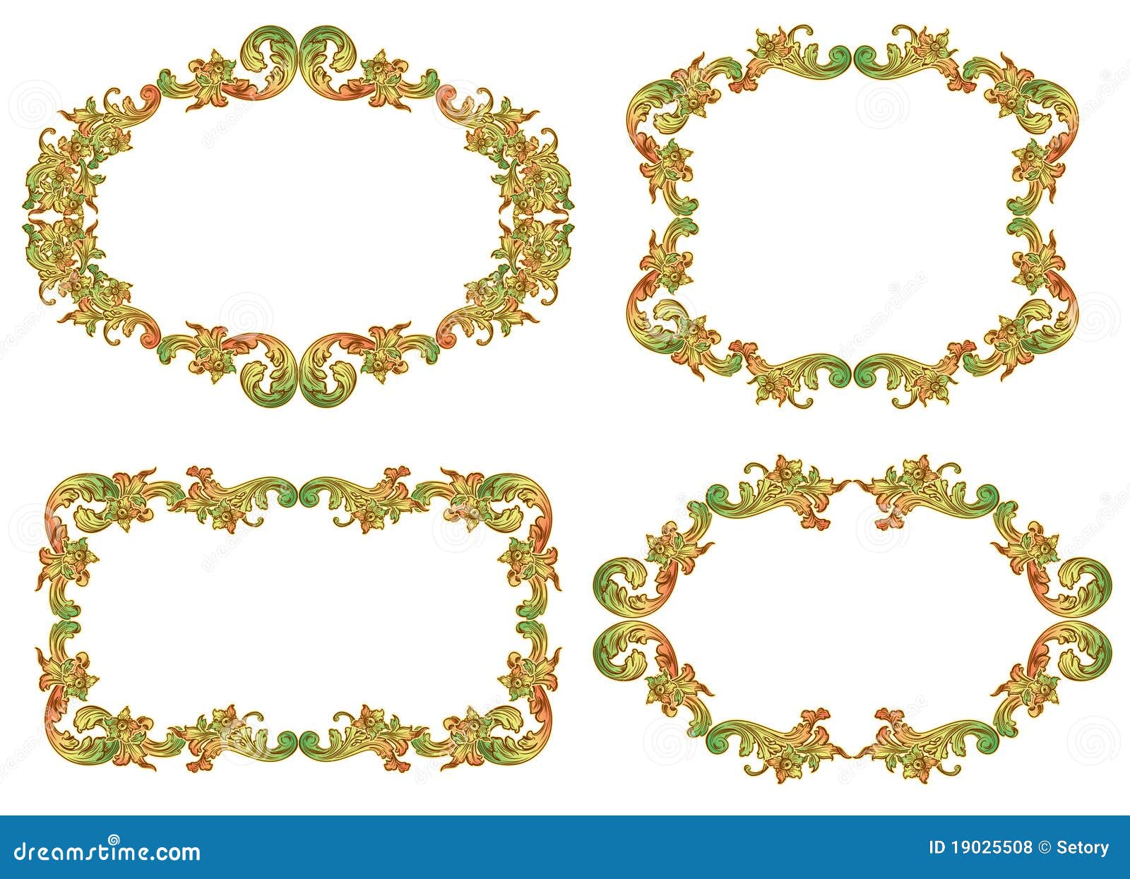 Set av blom- ramar vektor illustrationer. Illustration av filigran ...