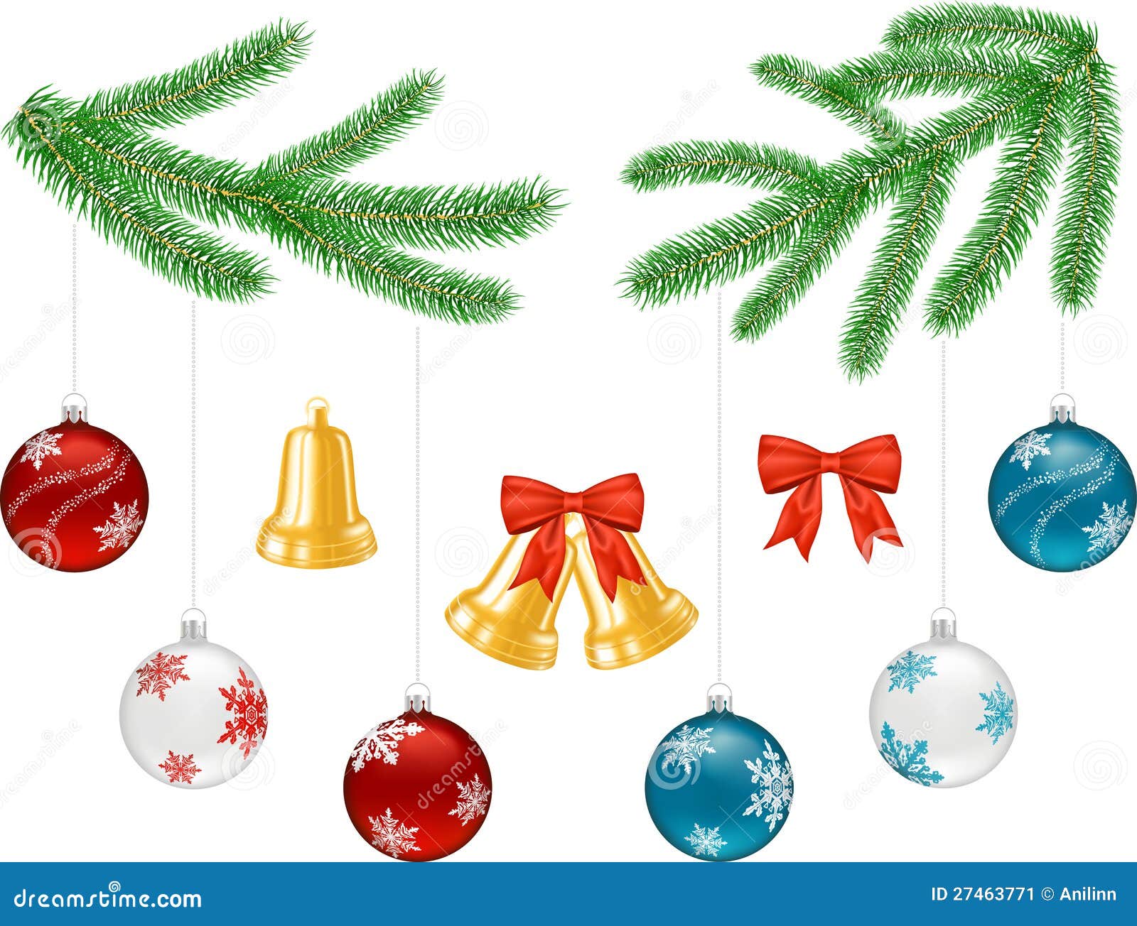 Set av objekt för julpynt vektor illustrationer. Illustration av säsong ...