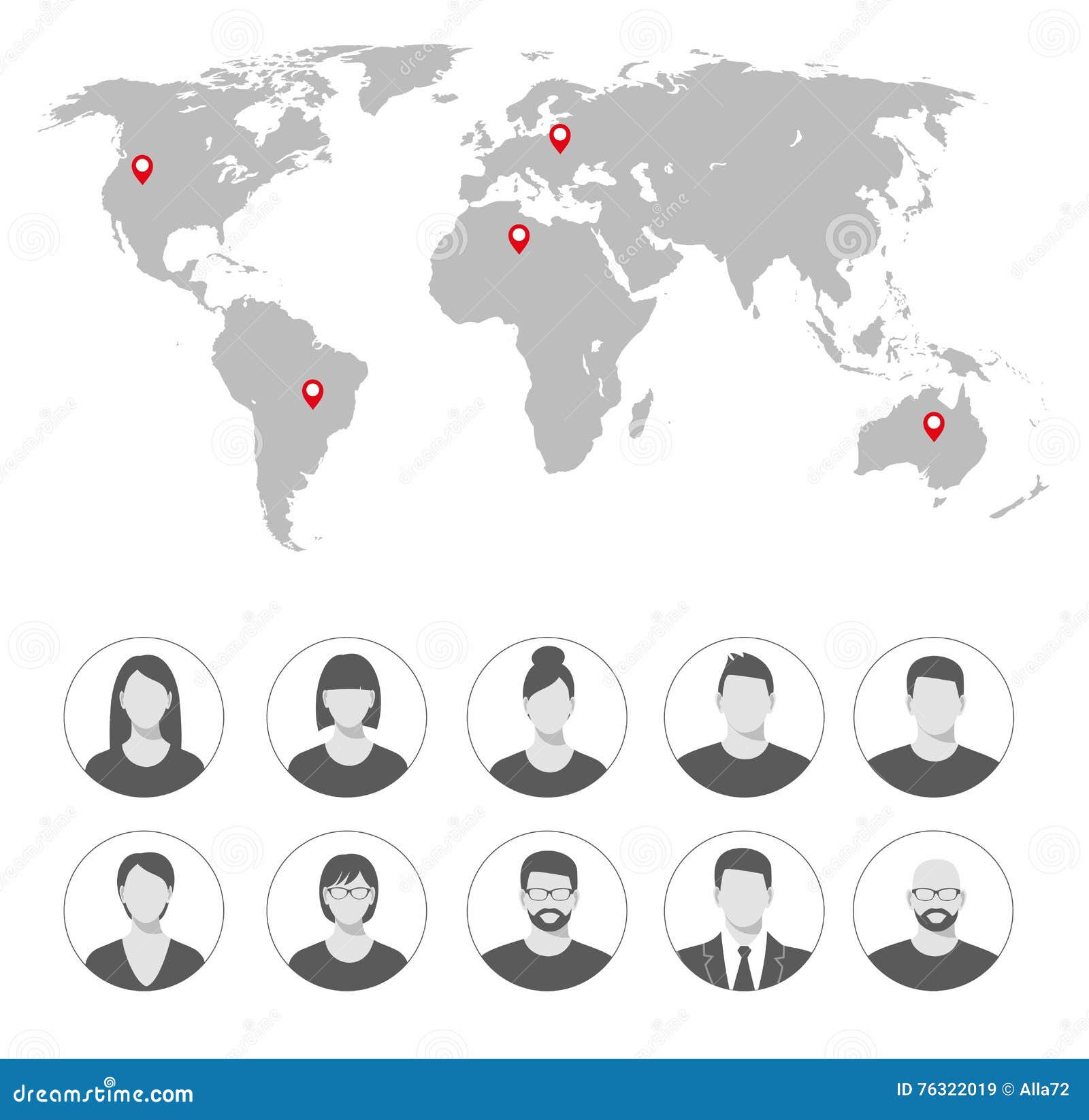 Set of Avatar Icons. Global Communication Stock Vector - Illustration ...