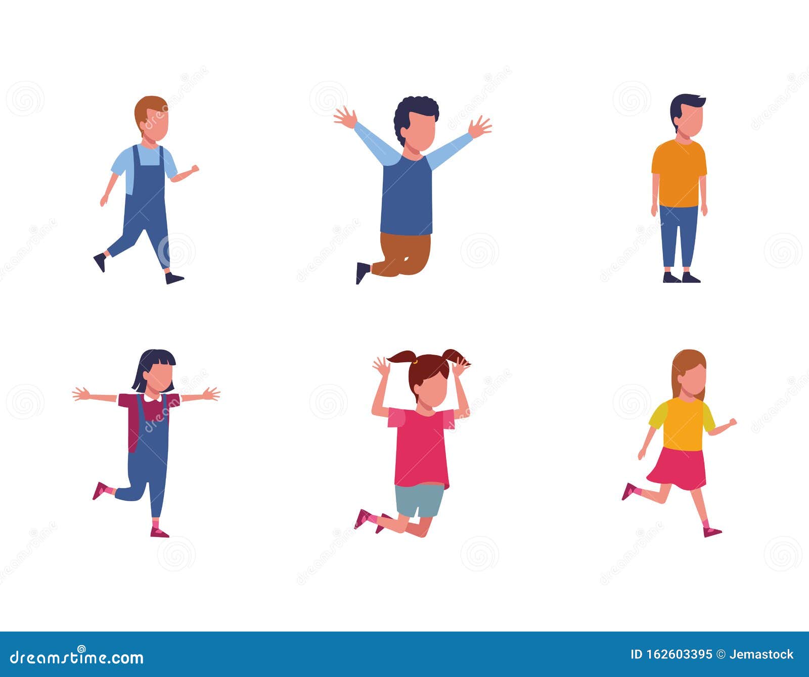 Set of Avatar Kids Having Fun Icon, Flat Design Stock Vector ...