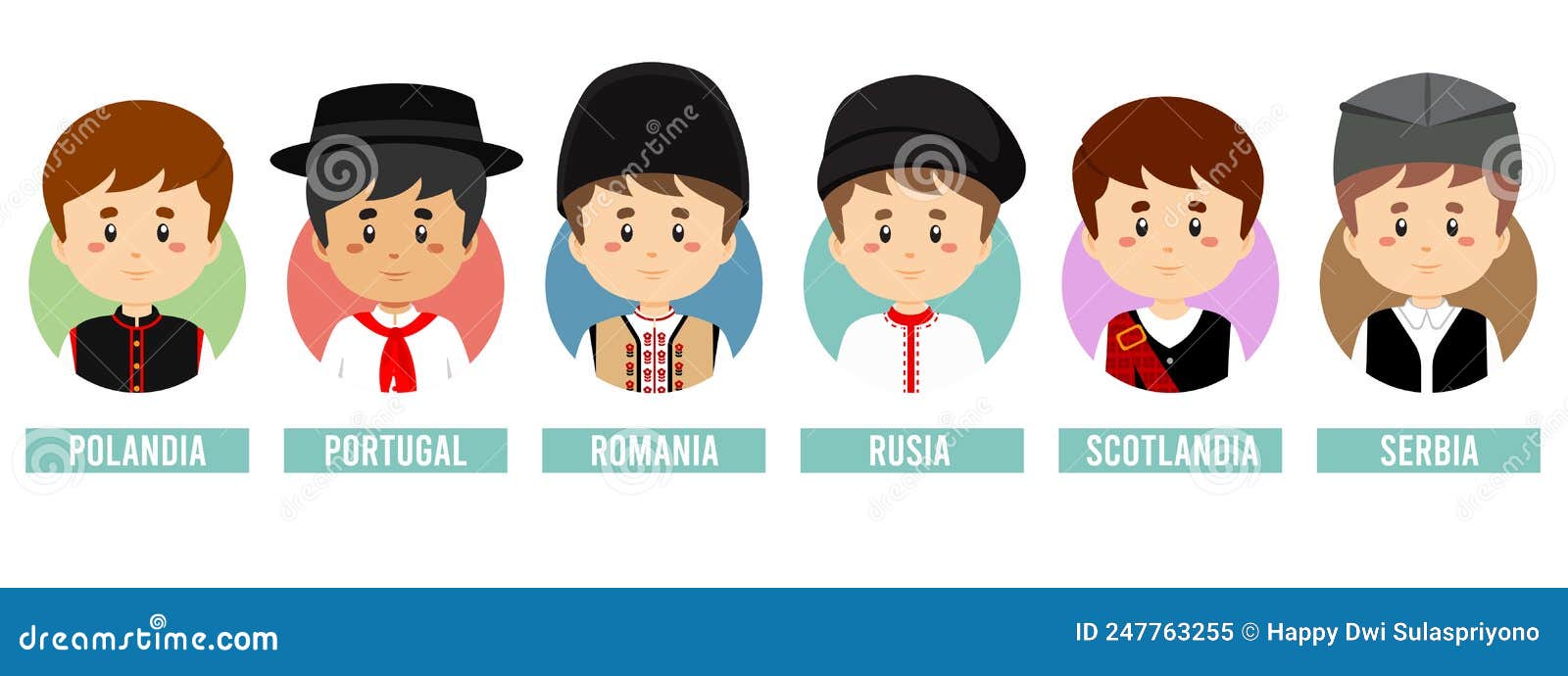 Set Avatars With Different Countries Cartoon Vector | CartoonDealer.com ...