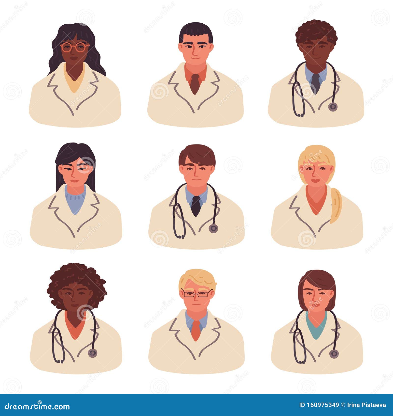 Different Doctors Avatar Face Portraits Hospital Staff Characters Flat ...