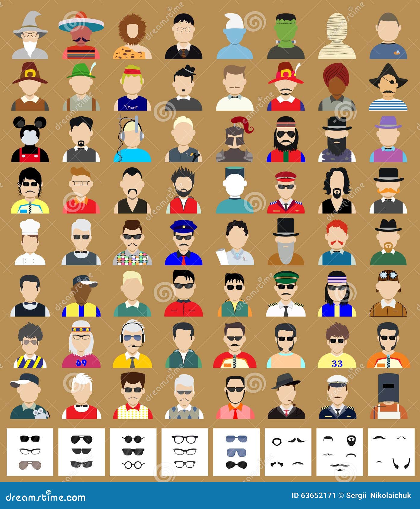 Set of avatars man stock vector. Illustration of design - 63652171