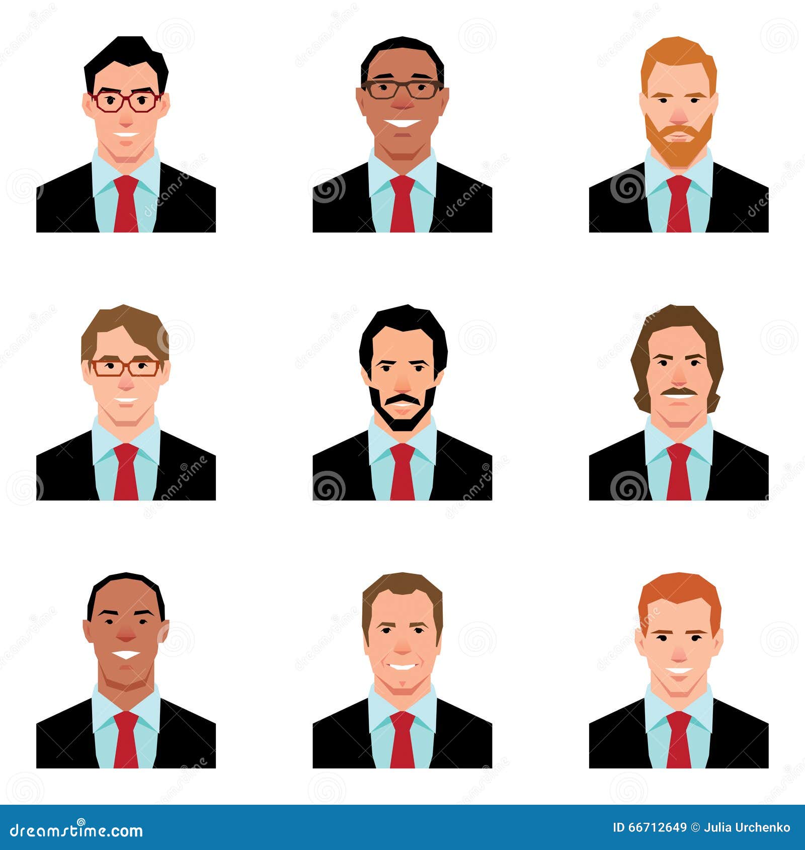 Set Of Avatars Portraits Of Men In Suits Cartoon Vector | CartoonDealer ...