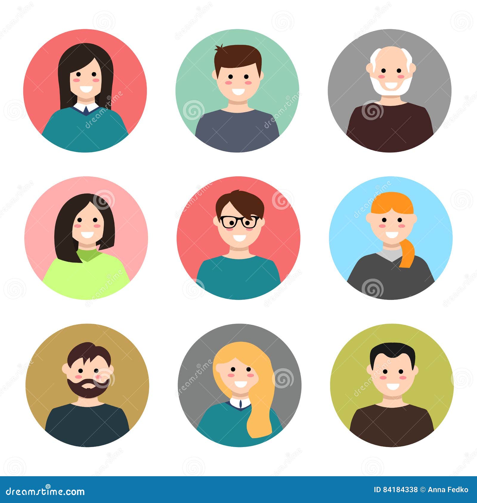 Set of Avatars. Vector Illustration, Flat Icons Stock Vector ...