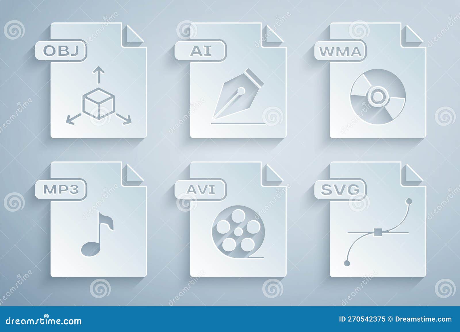 Set AVI File Document, WMA, MP3, SVG, AI and OBJ Icon. Vector Stock ... Set AVI File Document, WMA, MP3, SVG, AI and OBJ Icon. Vector Stock ...