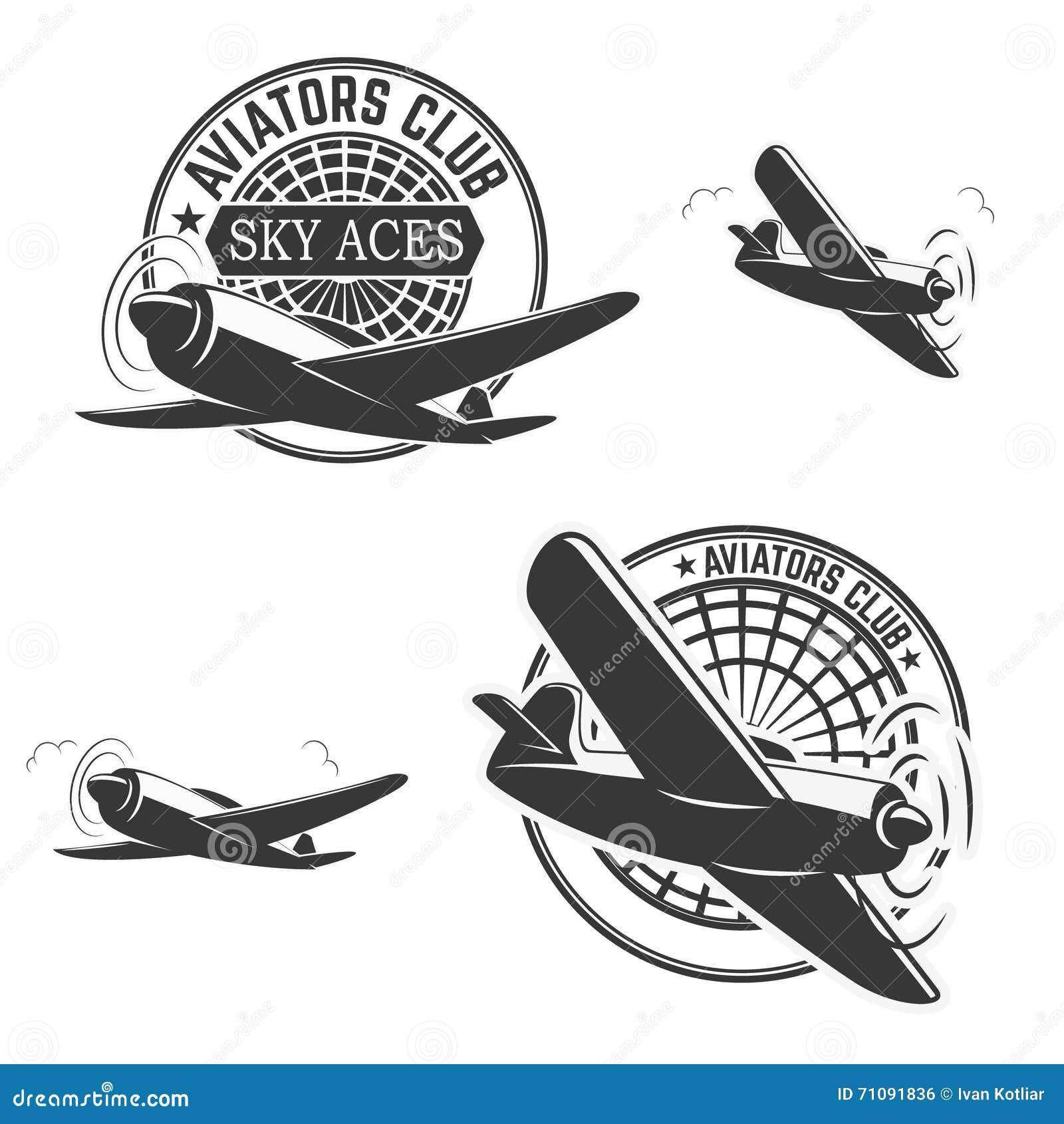 Set of Aviators Club Labels Stock Vector - Illustration of academy ...