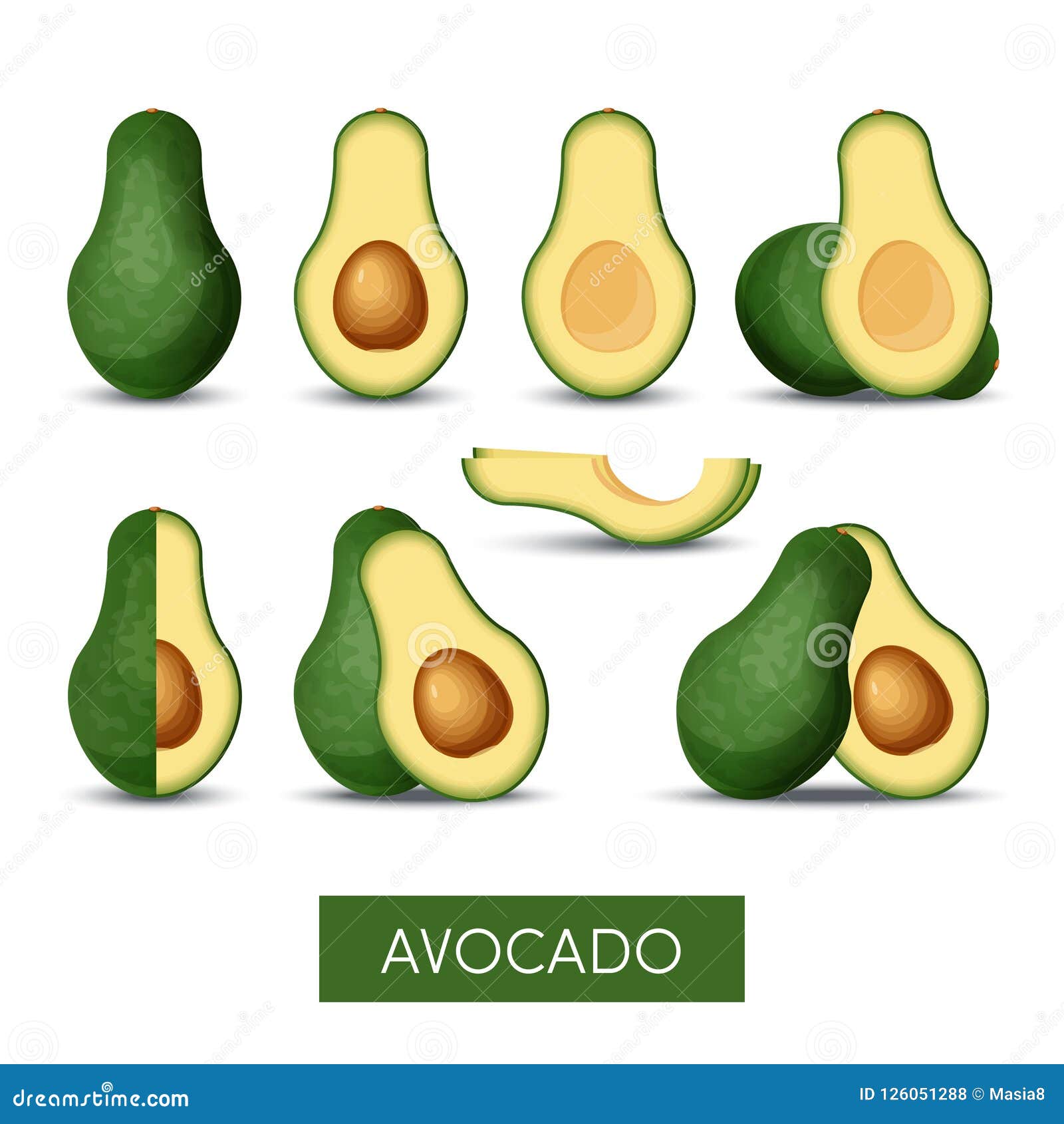 Set of avocado icons stock illustration. Illustration of guacamole ...