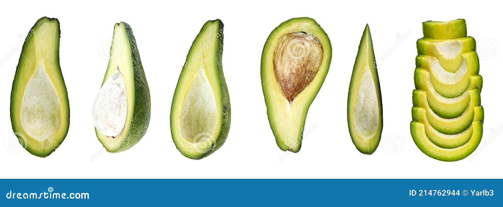 A Set of Avocado Pieces of Different Shapes Stock Photo - Image of ...