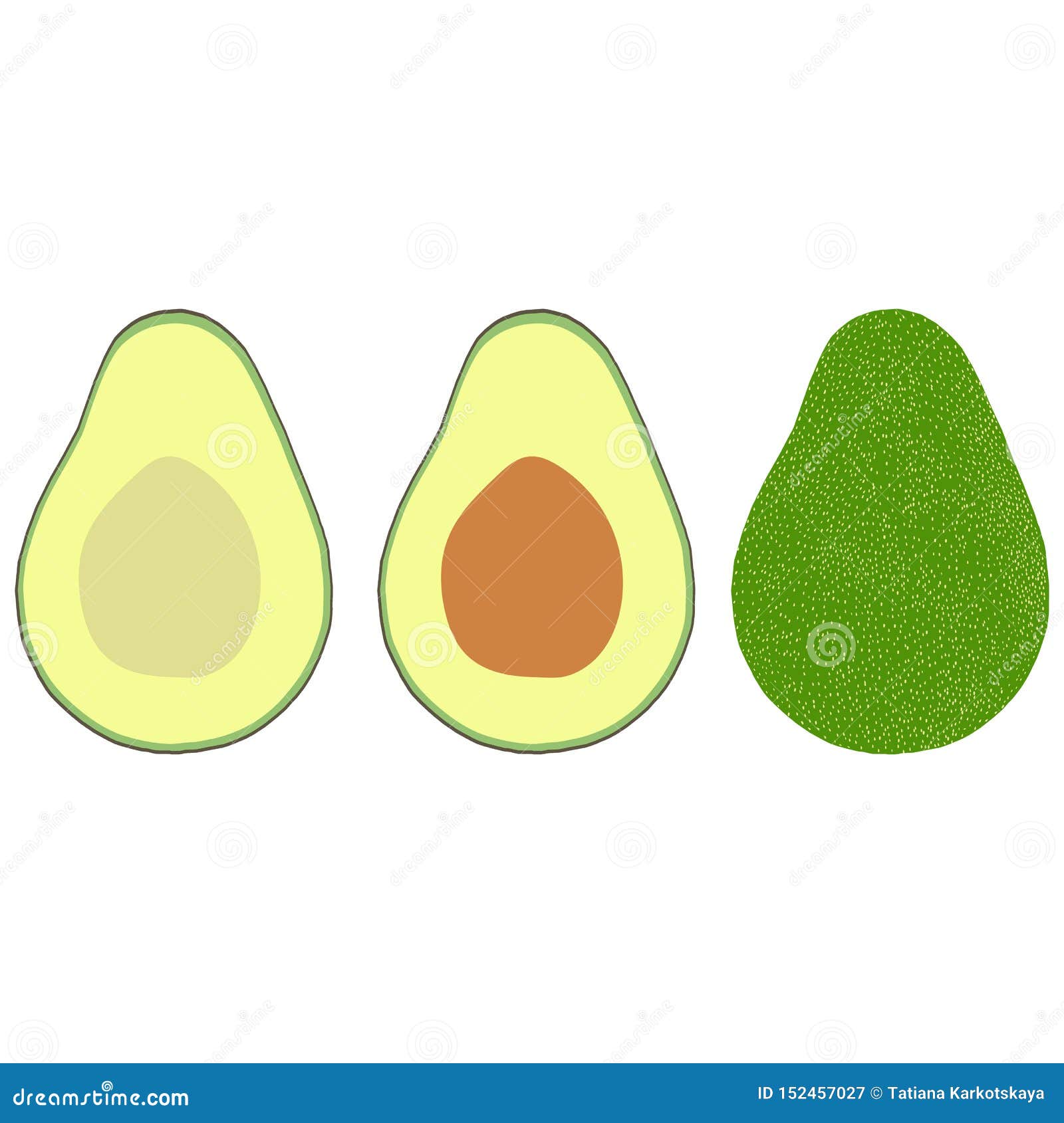 Set Avocado in Three Types â€“ Whole in the Skin, Cut with Bone, Cut ...