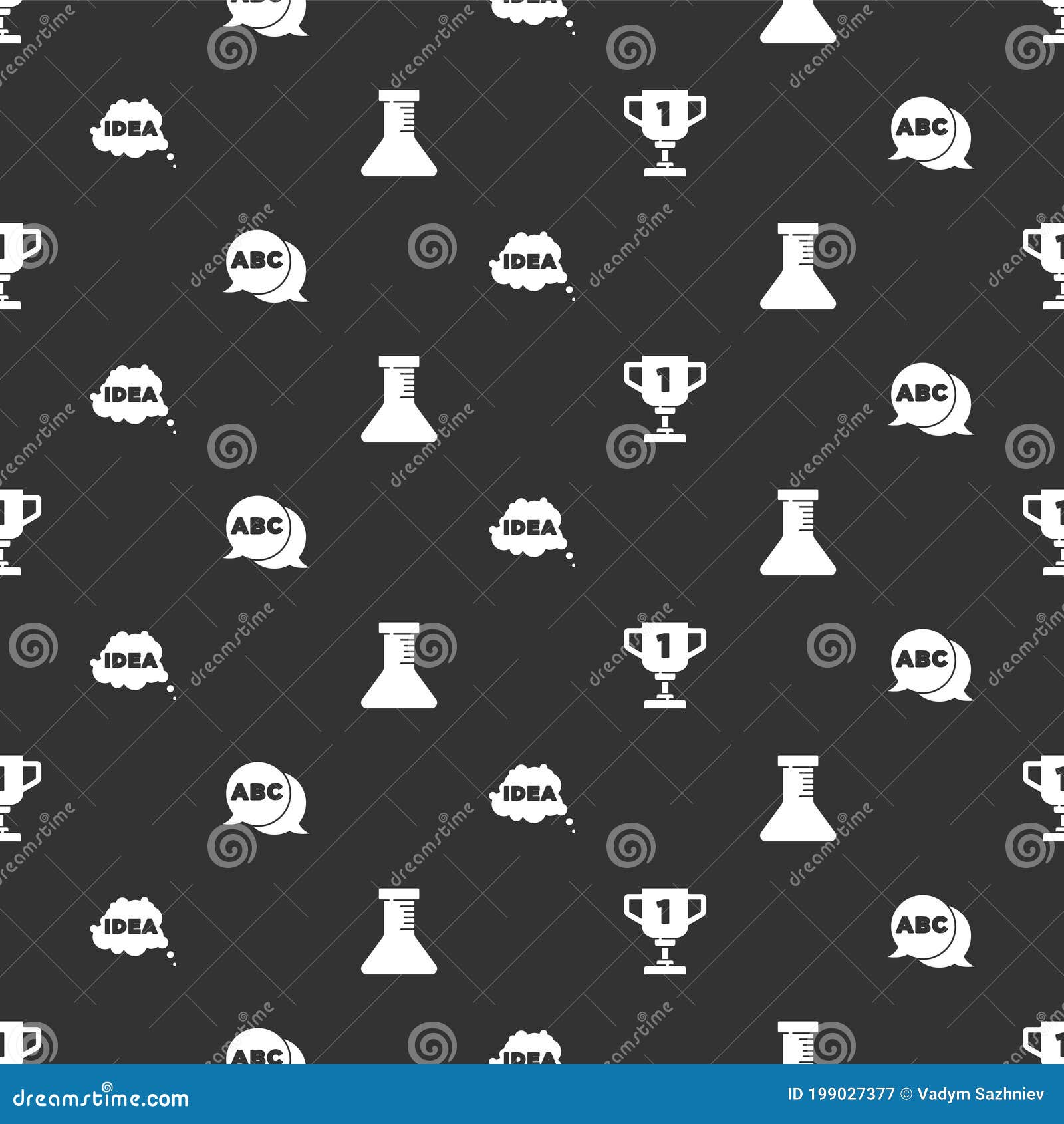 Set Award Cup, Alphabet, Idea, Speech Bubble and Test Tube and Flask on ...