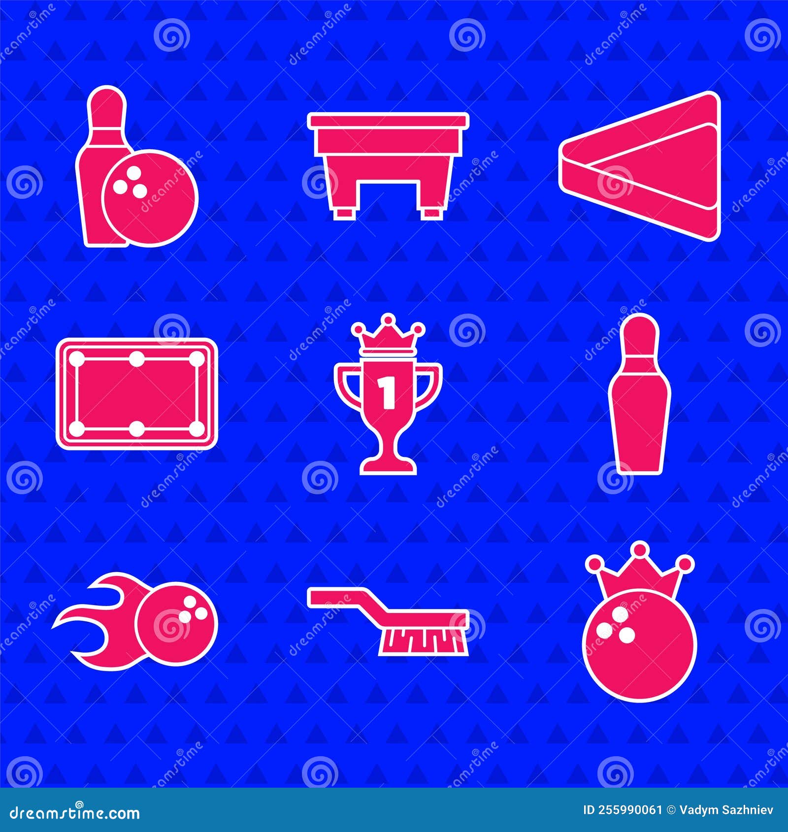 Set Award Cup, Pool Table Brush, Bowling Ball, Pin, Billiard, Triangle ...