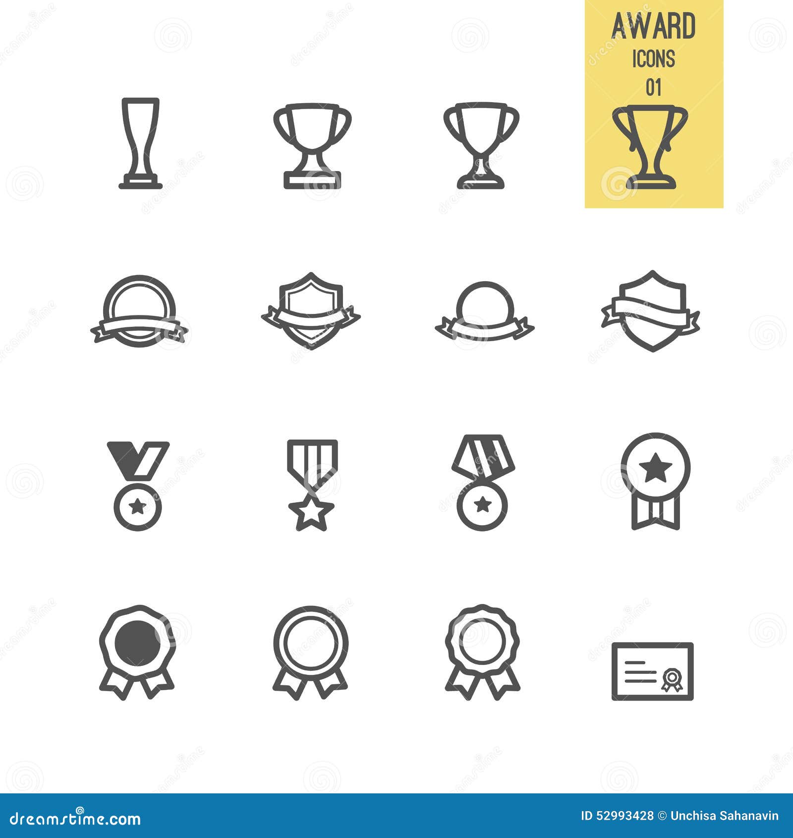 Set of award icon. stock vector. Illustration of outline - 52993428