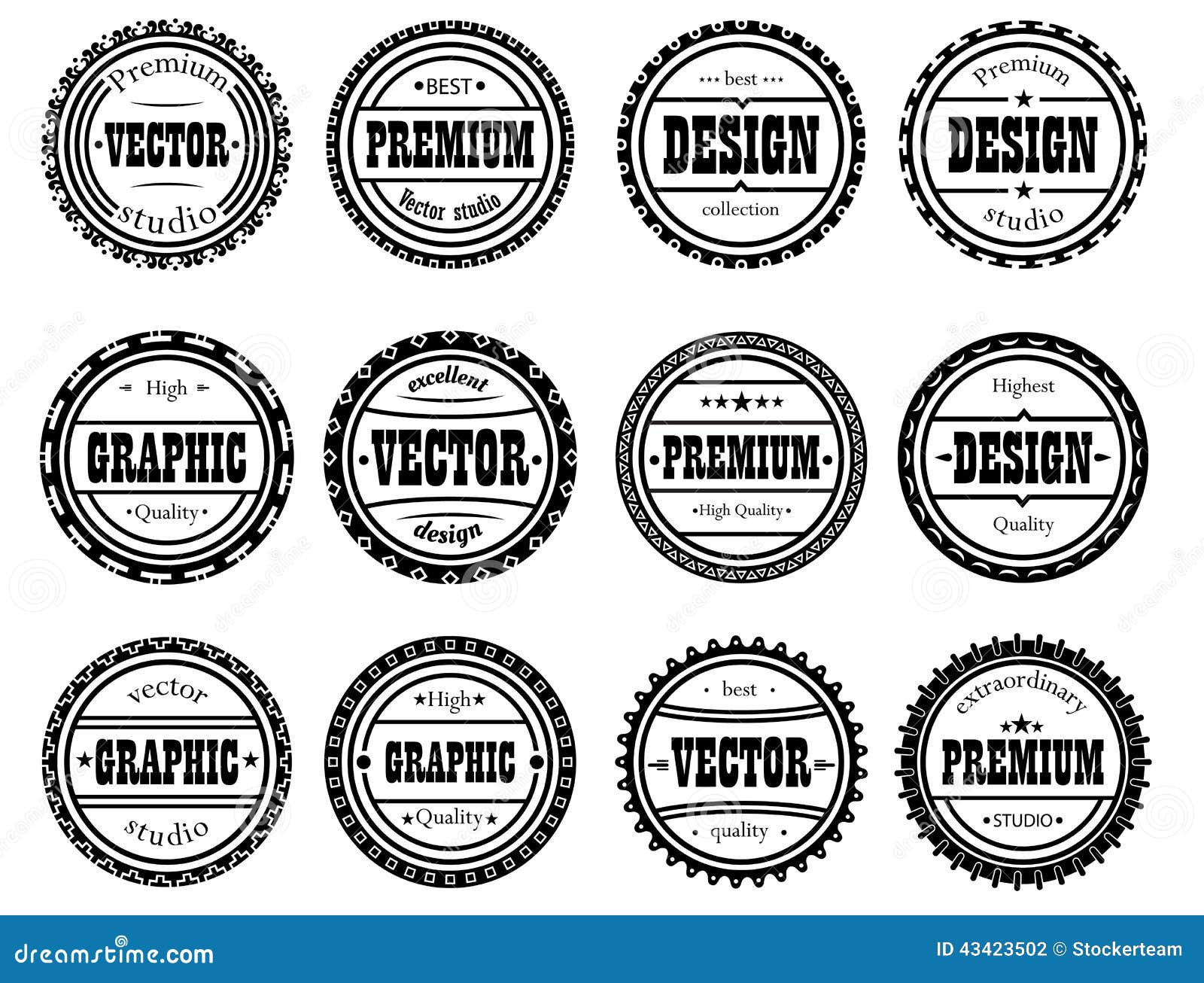 Set Award Stamp for Design Studios Stock Illustration - Illustration of ...
