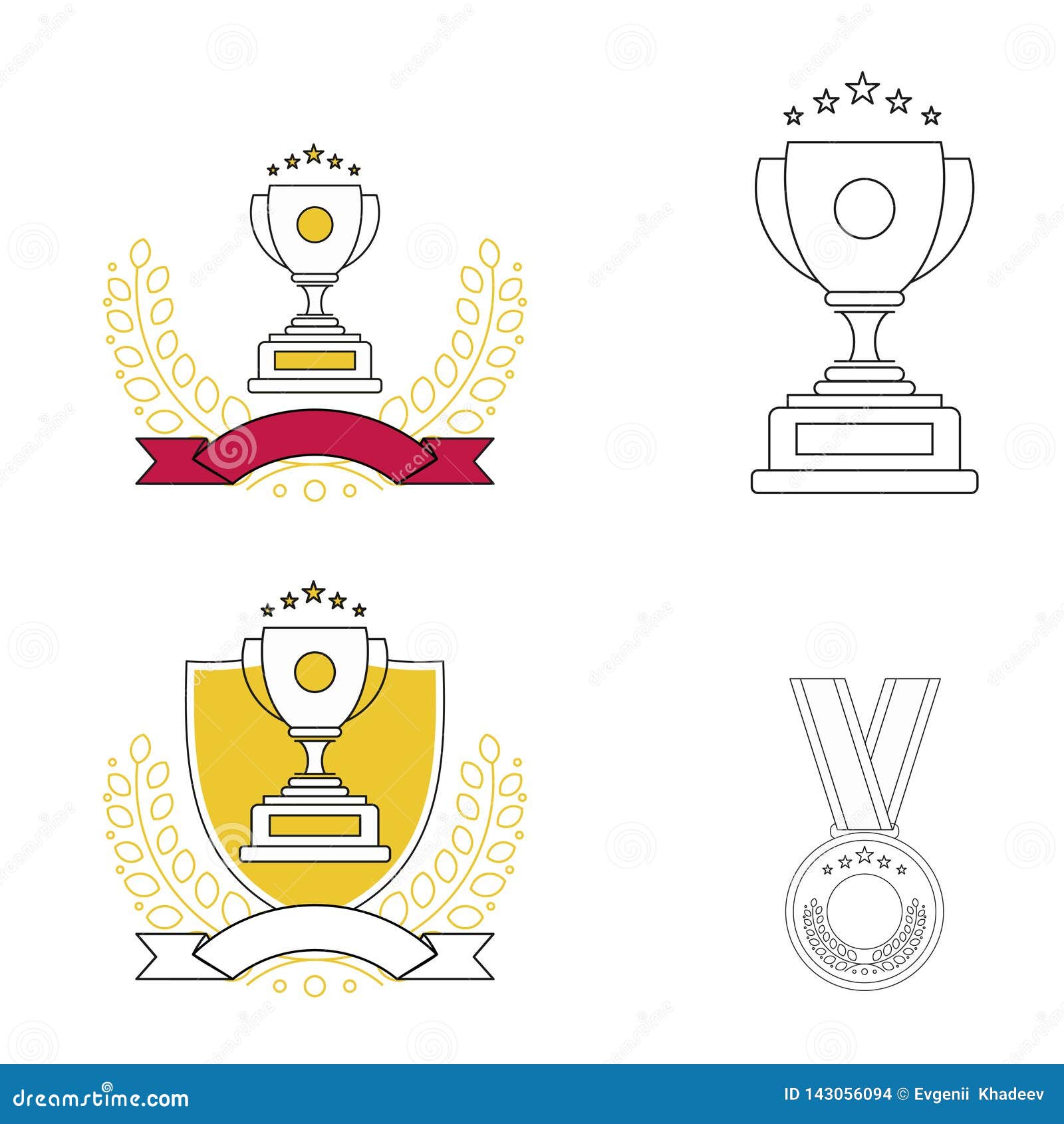 Set of Awards Vector Icons stock illustration. Illustration of metal ...