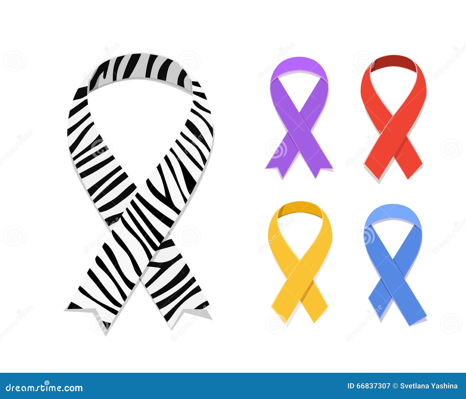 Set of Awareness Ribbon Symbol Stock Vector - Illustration of lavander ...