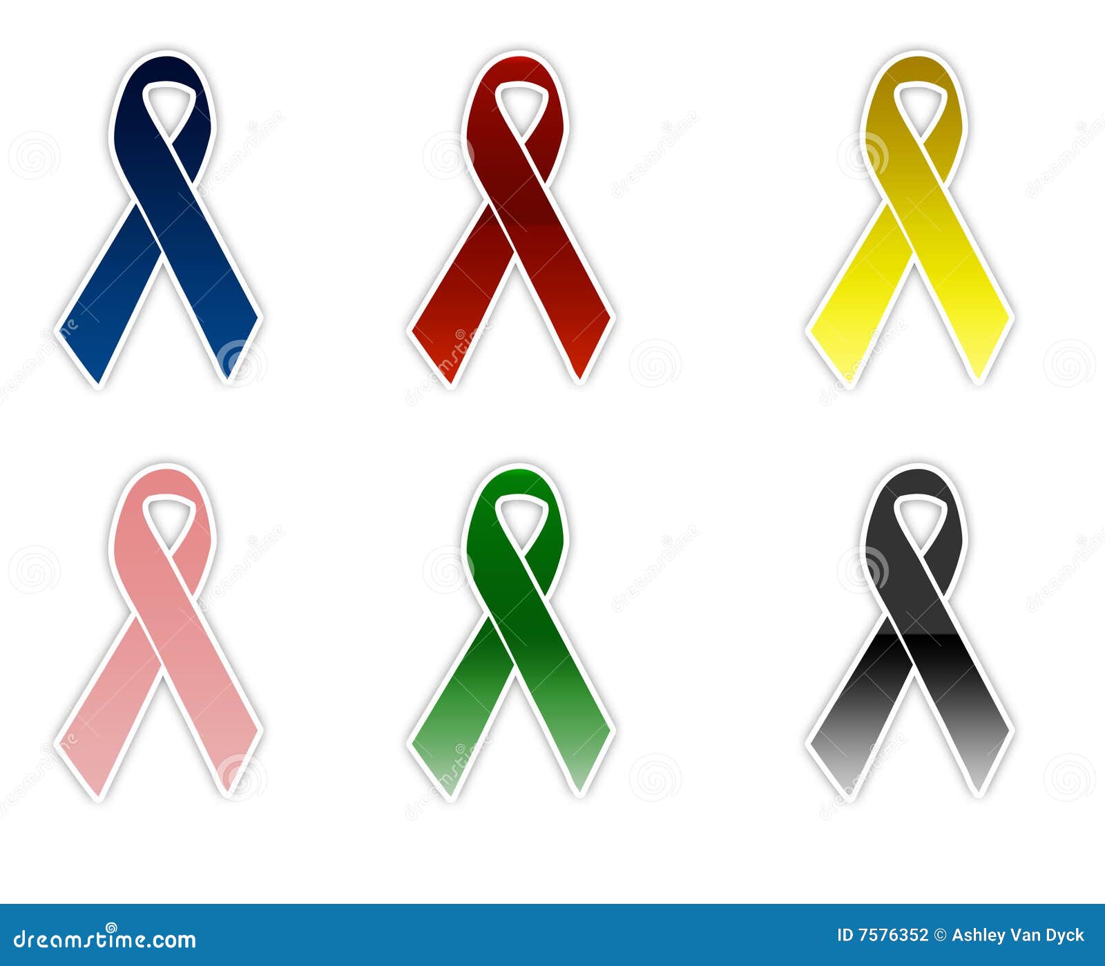 A set of awareness ribbons stock illustration. Illustration of colors ...