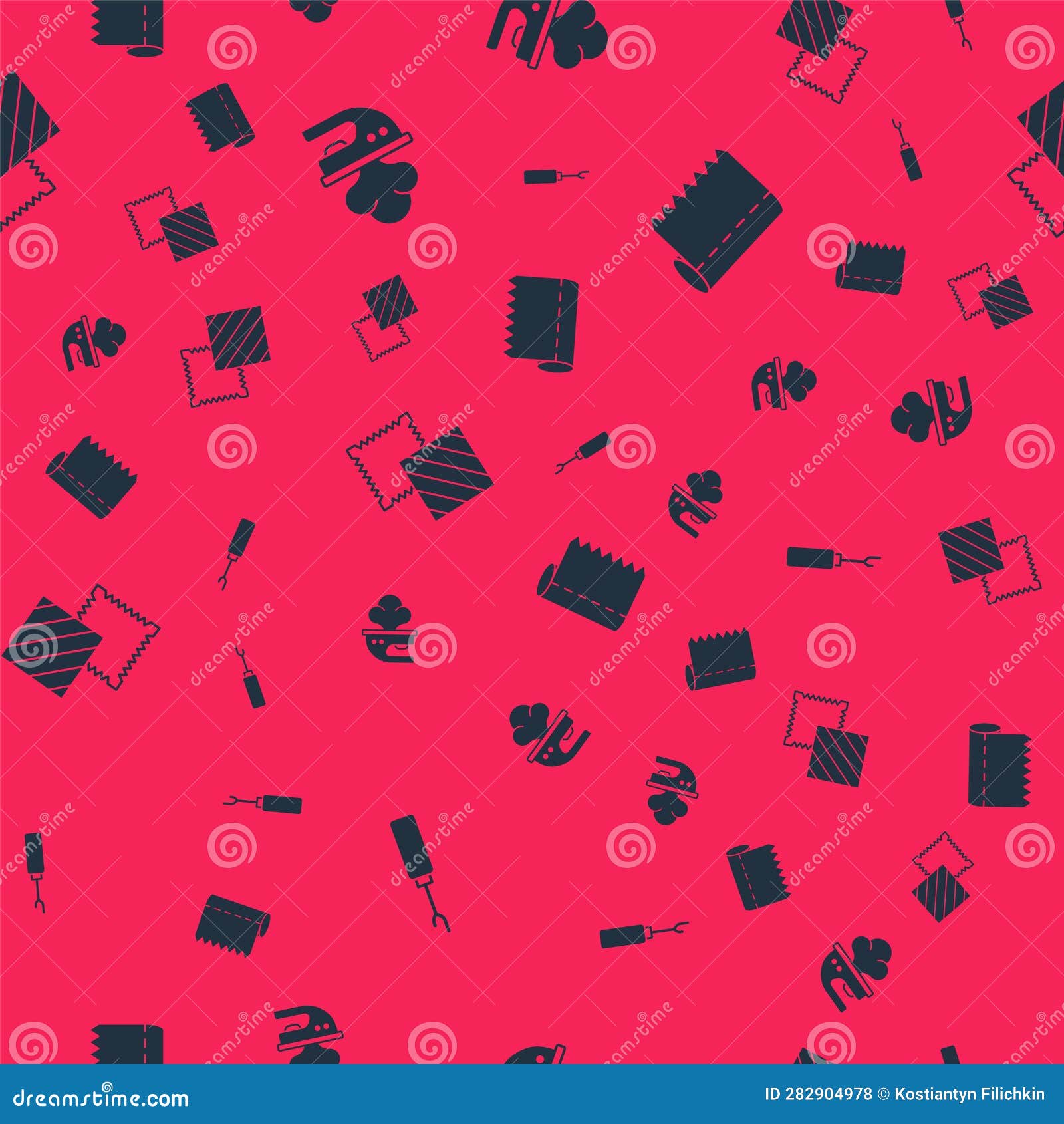 Set Awl Tool, Electric Iron, Textile Fabric Roll and on Seamless ...