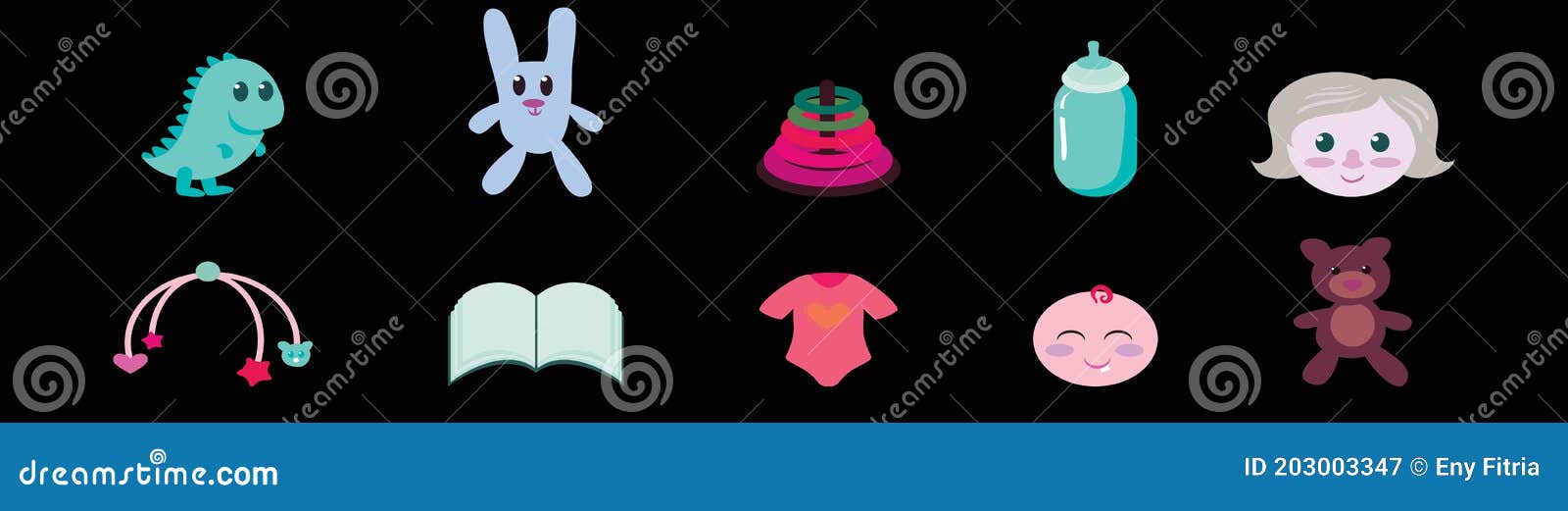 Set of Baby Element Cartoon Icon Design Template with Various Models ...