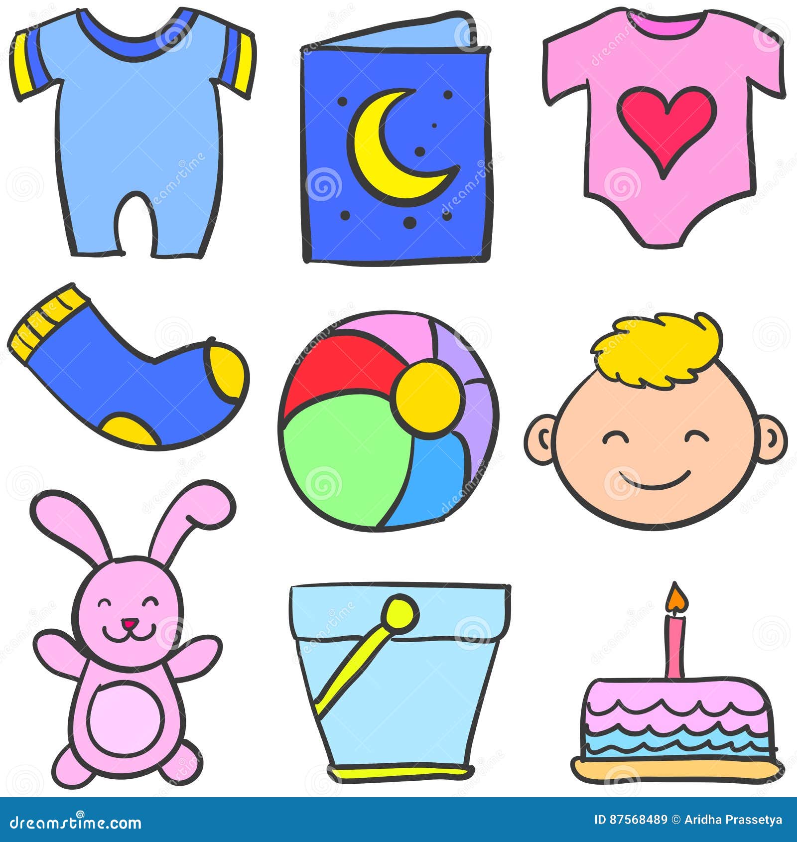 Set of Baby Element Various Stock Vector - Illustration of drawing ...