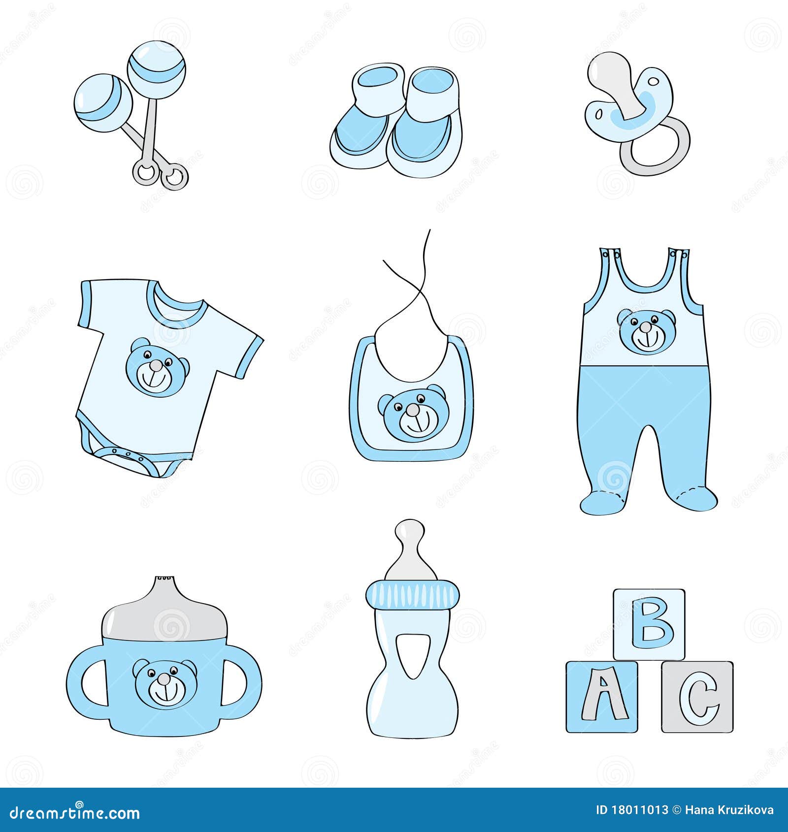Set of Baby Elements - Blue Color for Boys Stock Vector - Illustration ...