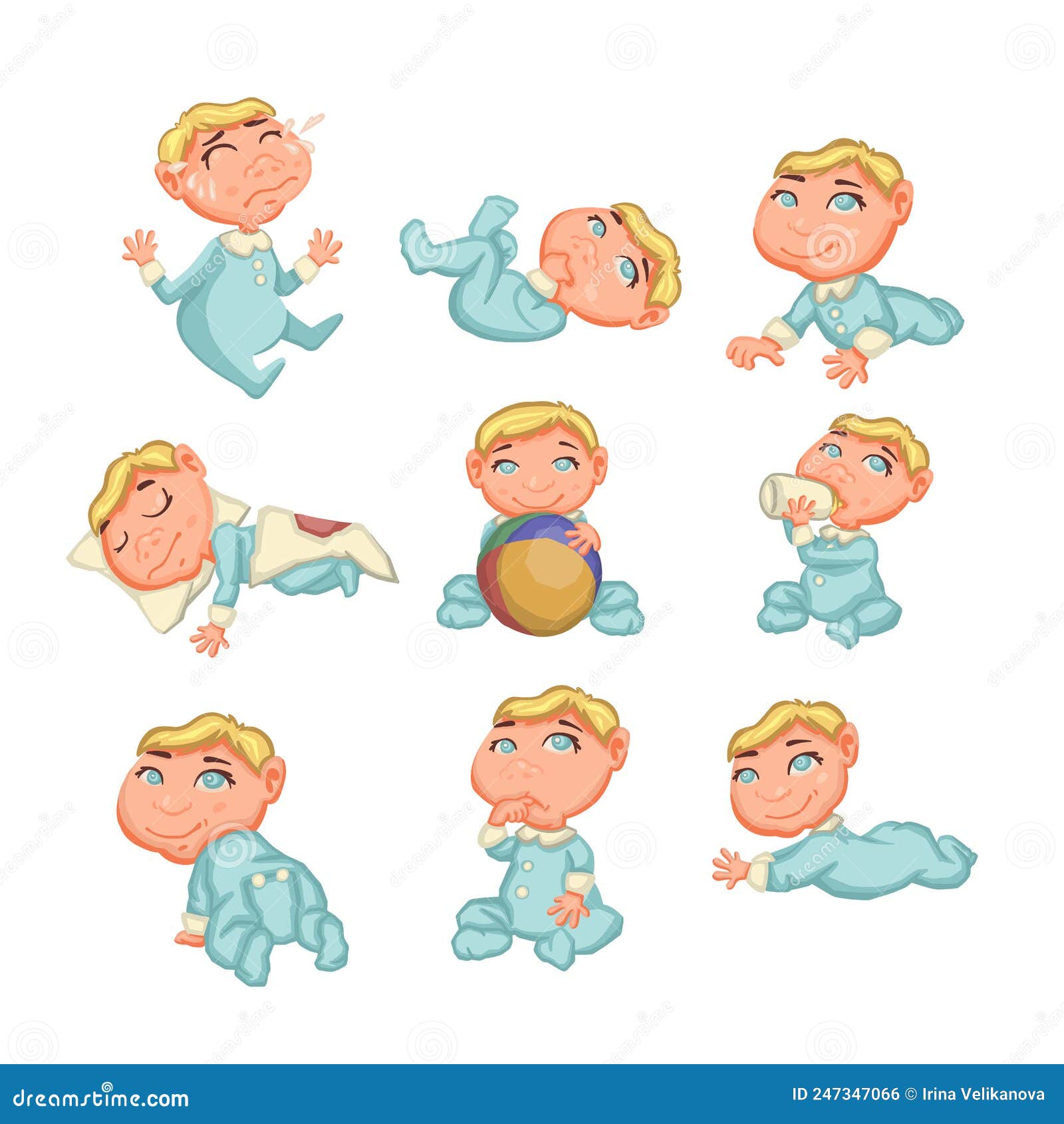 Baby Emotions. Cute Children Emotions Laughing And Crying, Smiling And ...