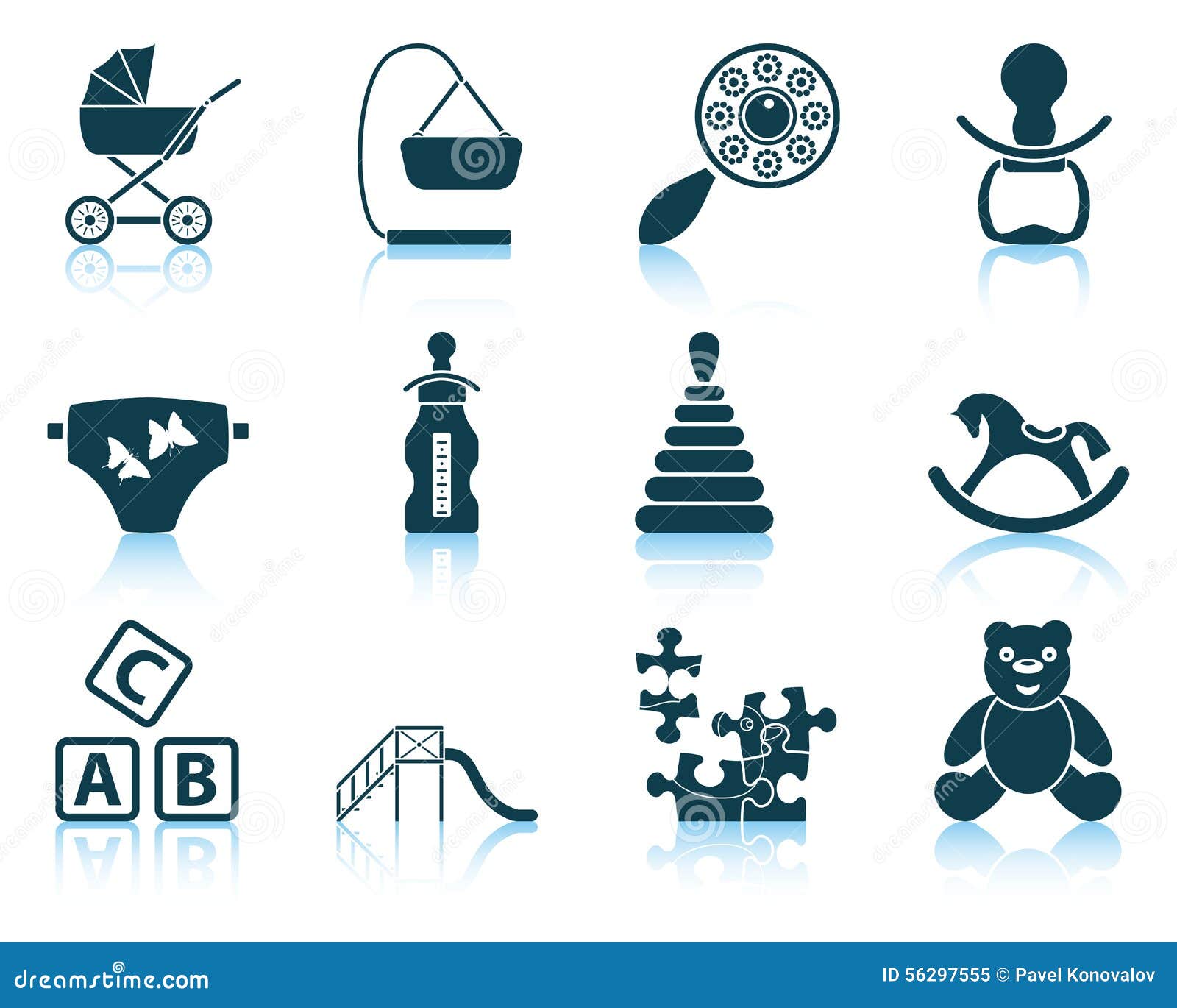 Set of baby icons. stock vector. Illustration of carriage - 56297555