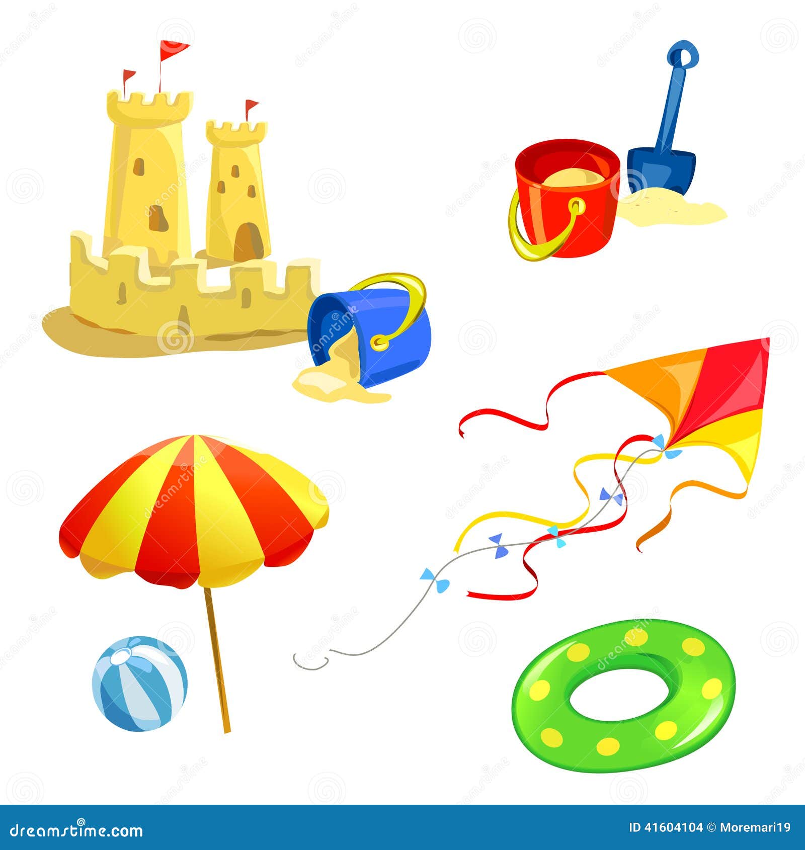 Set of baby items beach stock vector. Illustration of tropical - 41604104