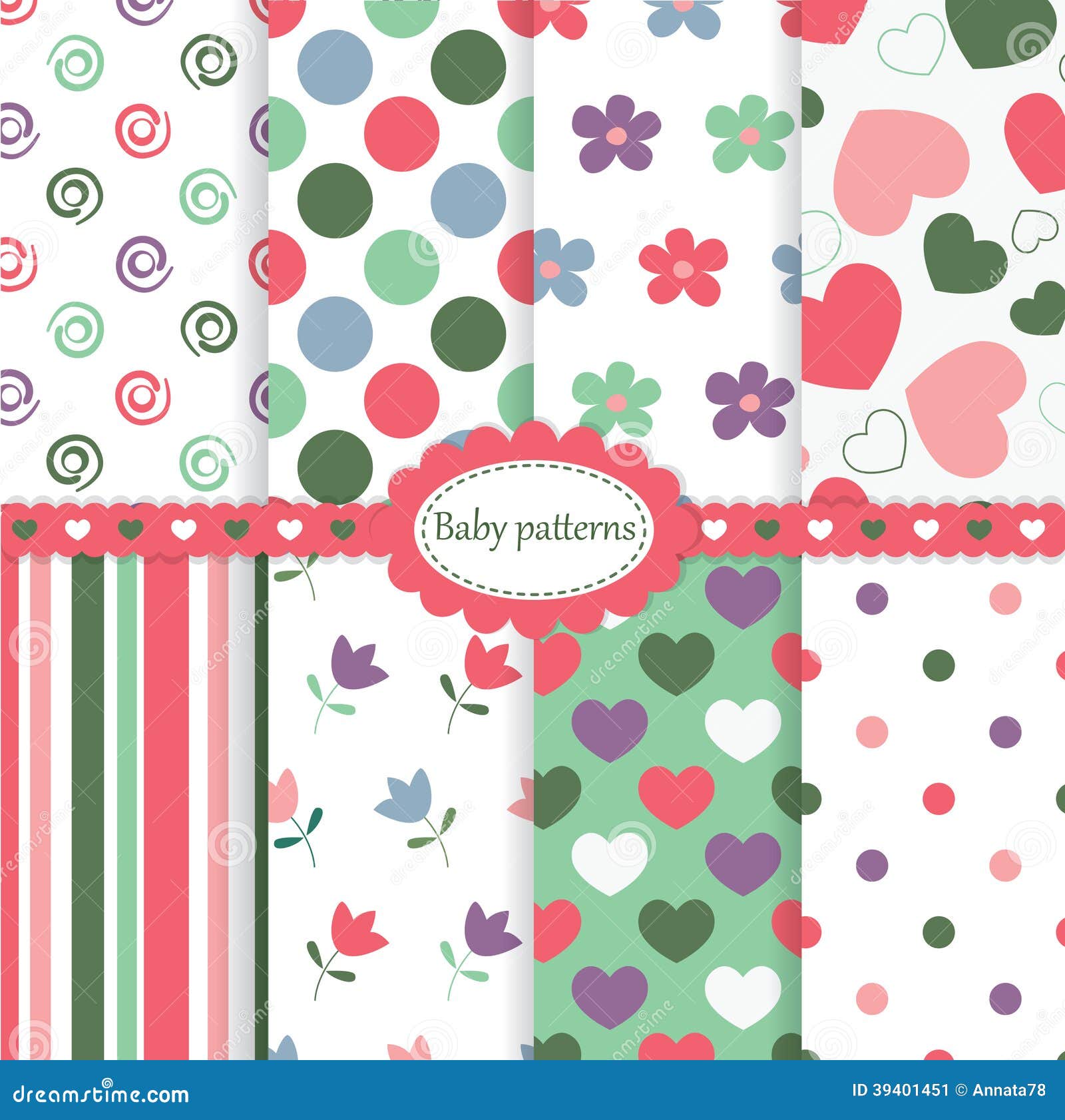 Set of baby patterns stock vector. Illustration of girl - 39401451