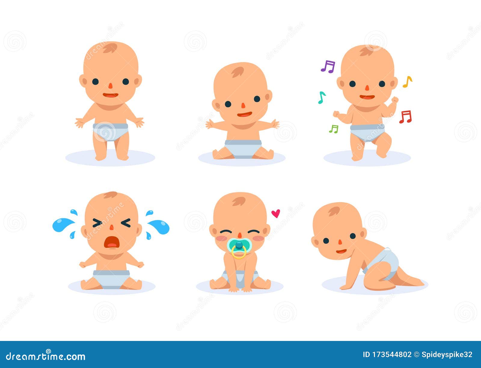 A Set of Baby Poses. Vector Illustration Stock Vector - Illustration of ...