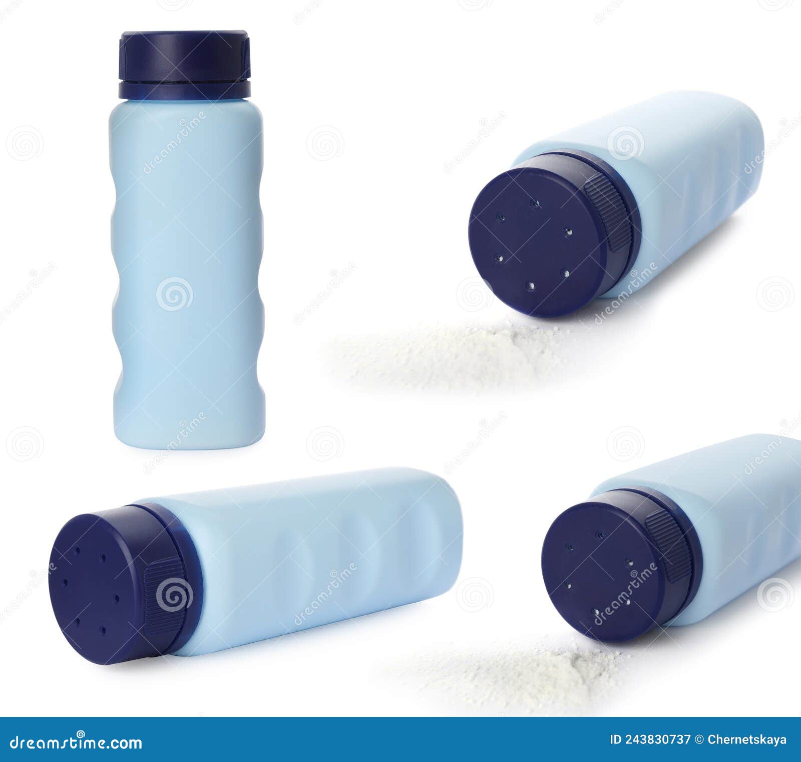 Set of Baby Powder Bottles on White Background Stock Image - Image of ...