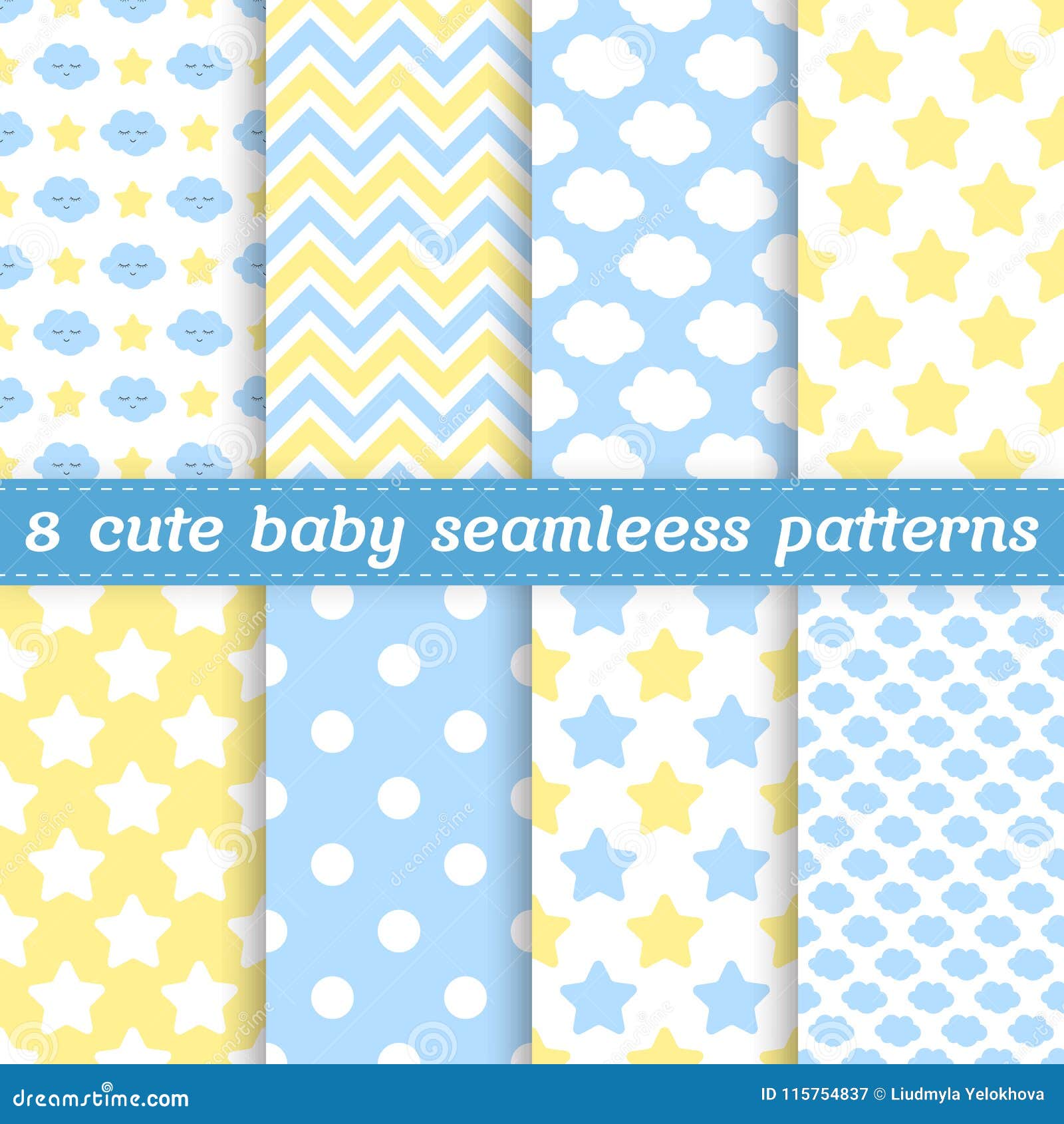 Set of 8 Baby Seamless Vector Patterns Stock Illustration ...