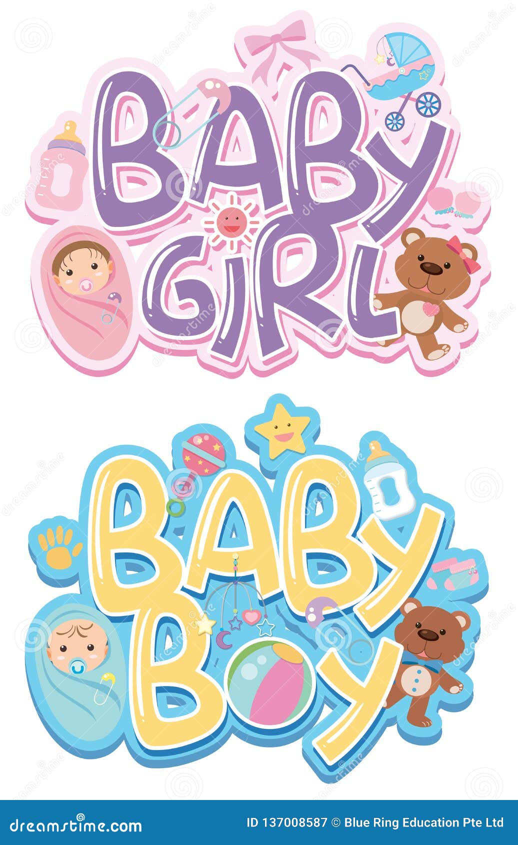 Set of baby sticker stock vector. Illustration of isolated - 137008587
