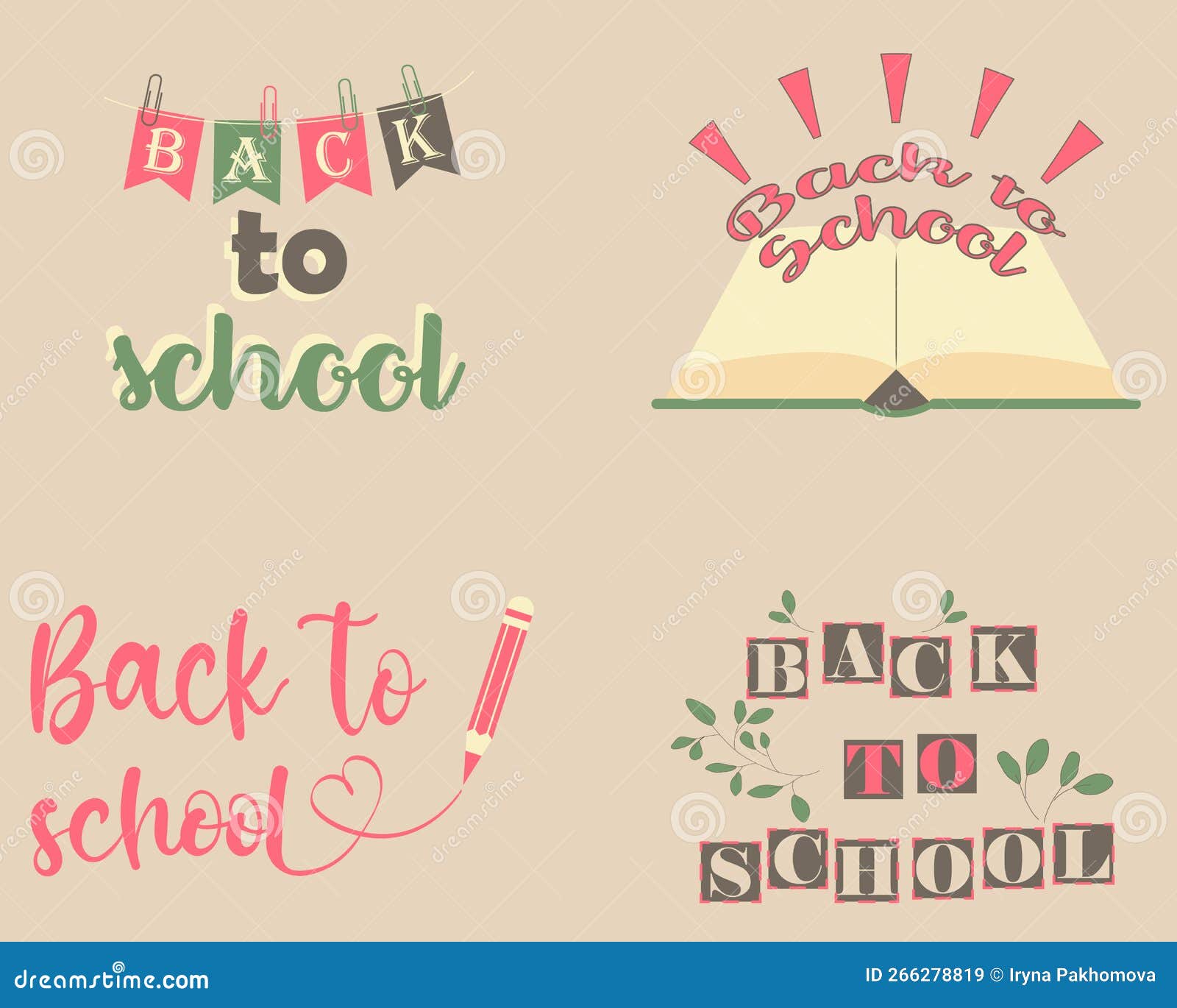 Set of Back To School Badges with Brush Script Typography Stock Vector ...