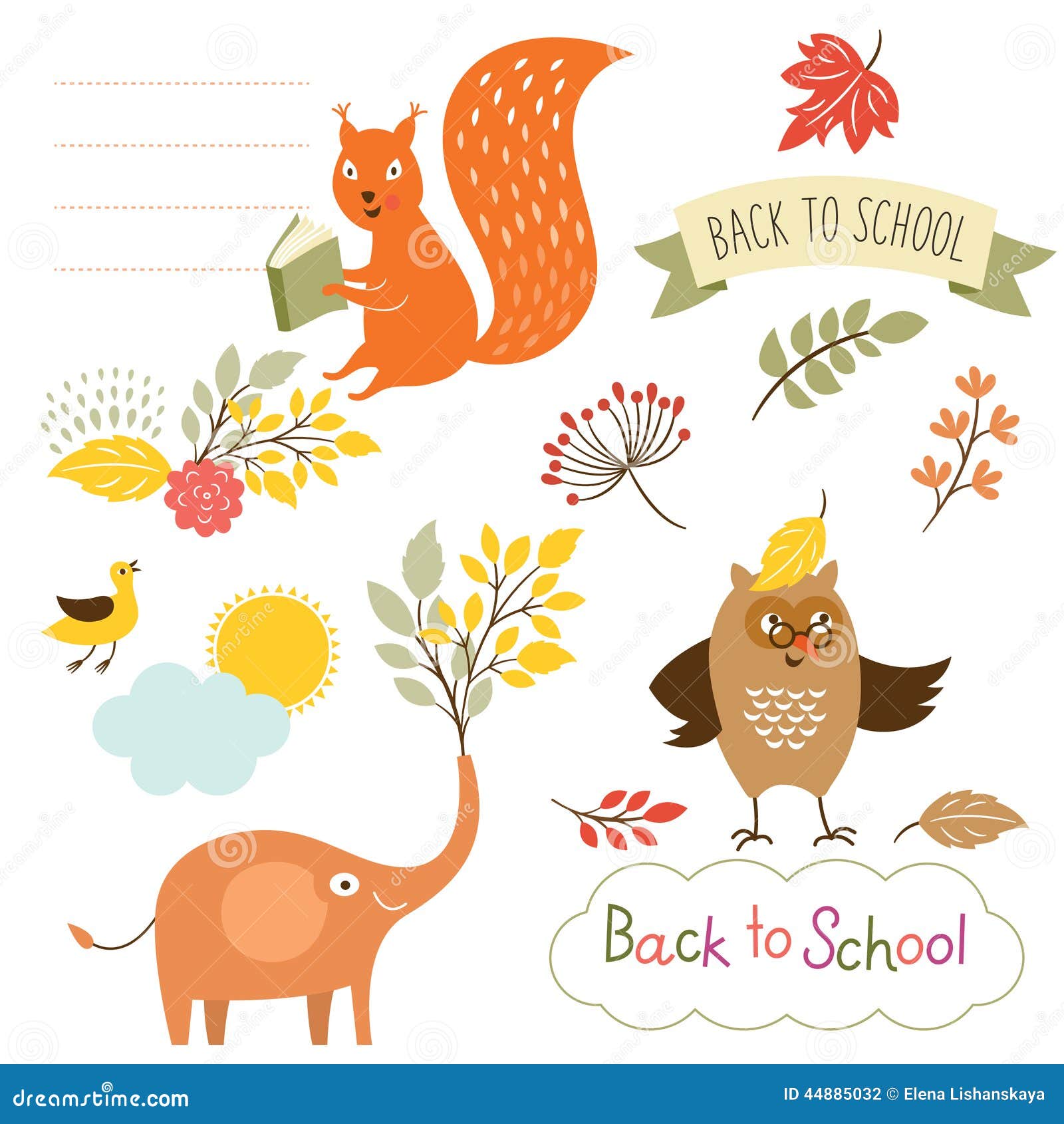 Set of Back To School Elements, Vector Illustrations Stock Vector ...