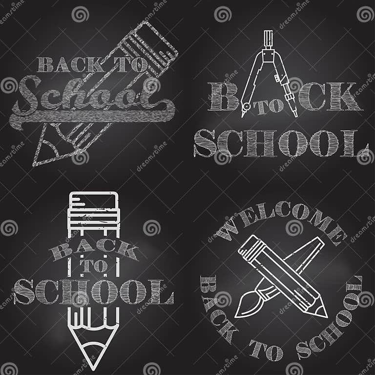Set of Back To School Retro Design. Stock Vector - Illustration of card ...