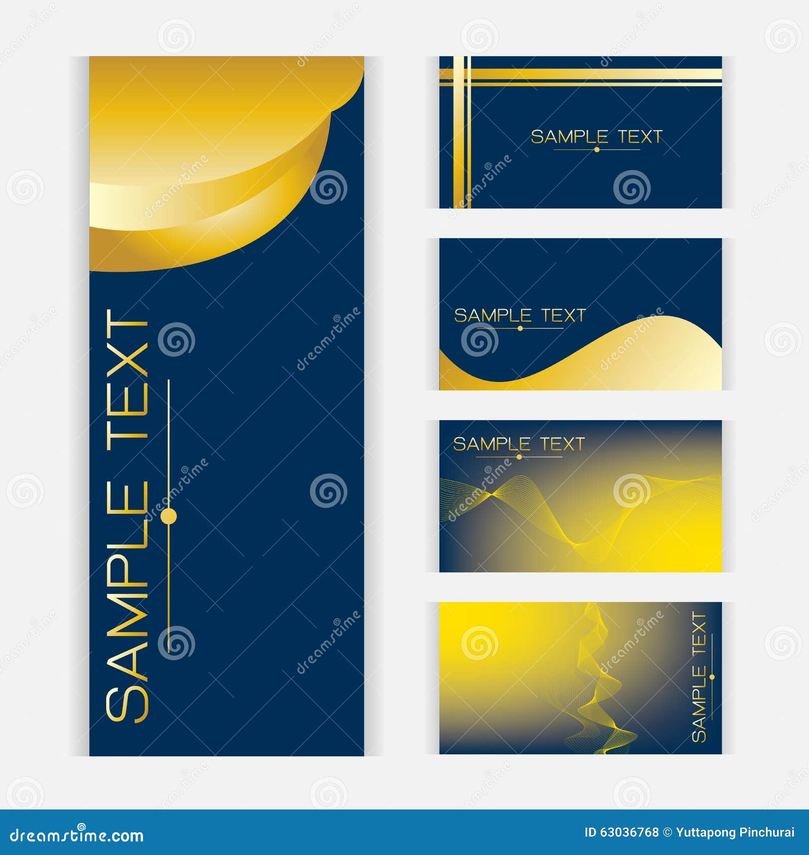 Set Background Abstract Blue Gold Card Vector Wave Design Stock Vector ...