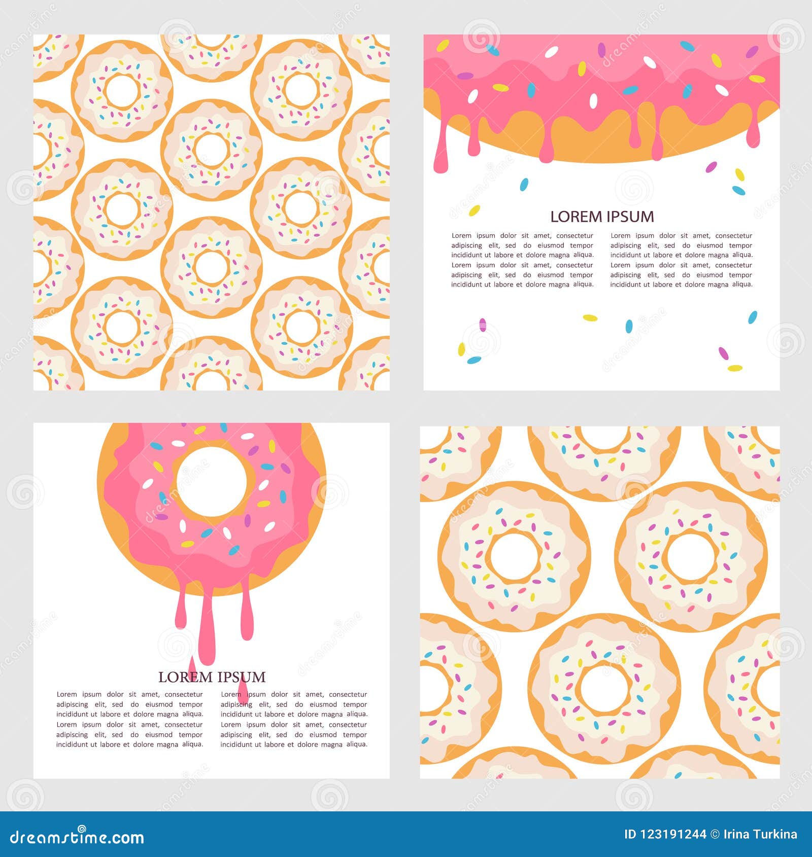 Set of Backgrounds with Donuts Stock Vector - Illustration of colored ...