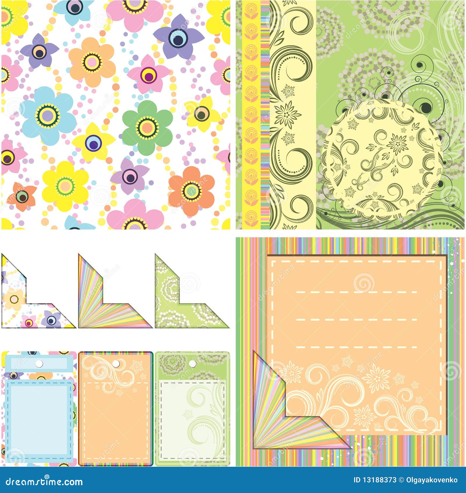 Set of Backgrounds and Elements for Scrapbooking Stock Vector ...