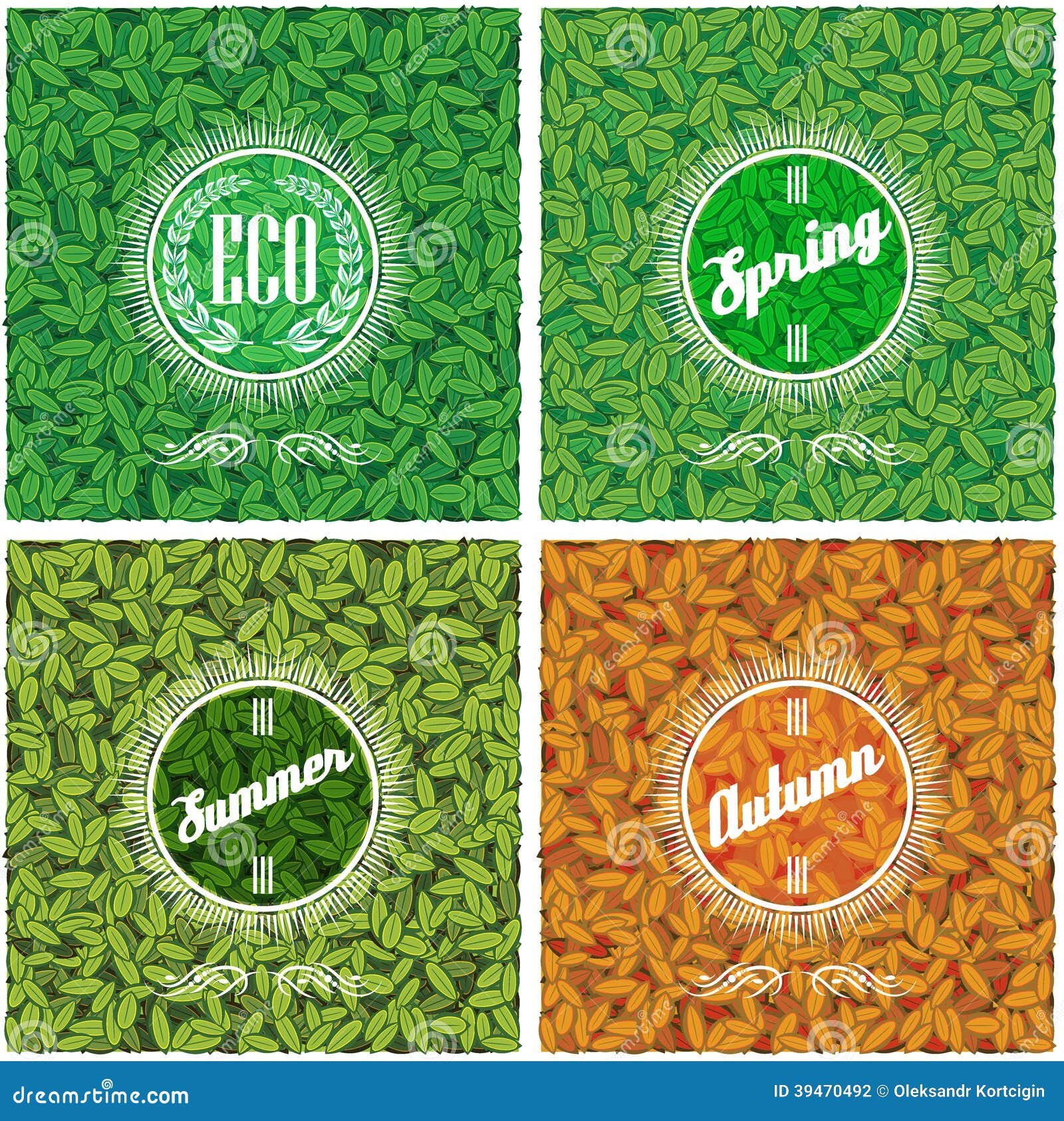 Set of Backgrounds with Leaves in Different Seasons Stock Vector ...
