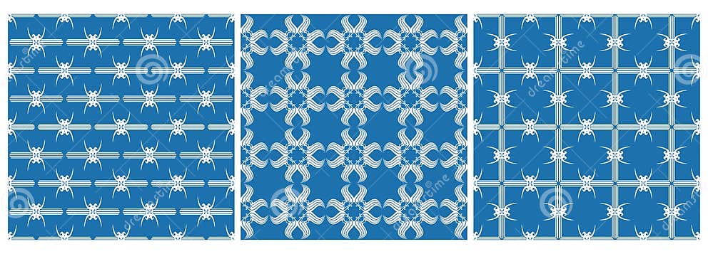 Set of 3 Backgrounds. Seamless Pattern on a Solid Background Stock ...